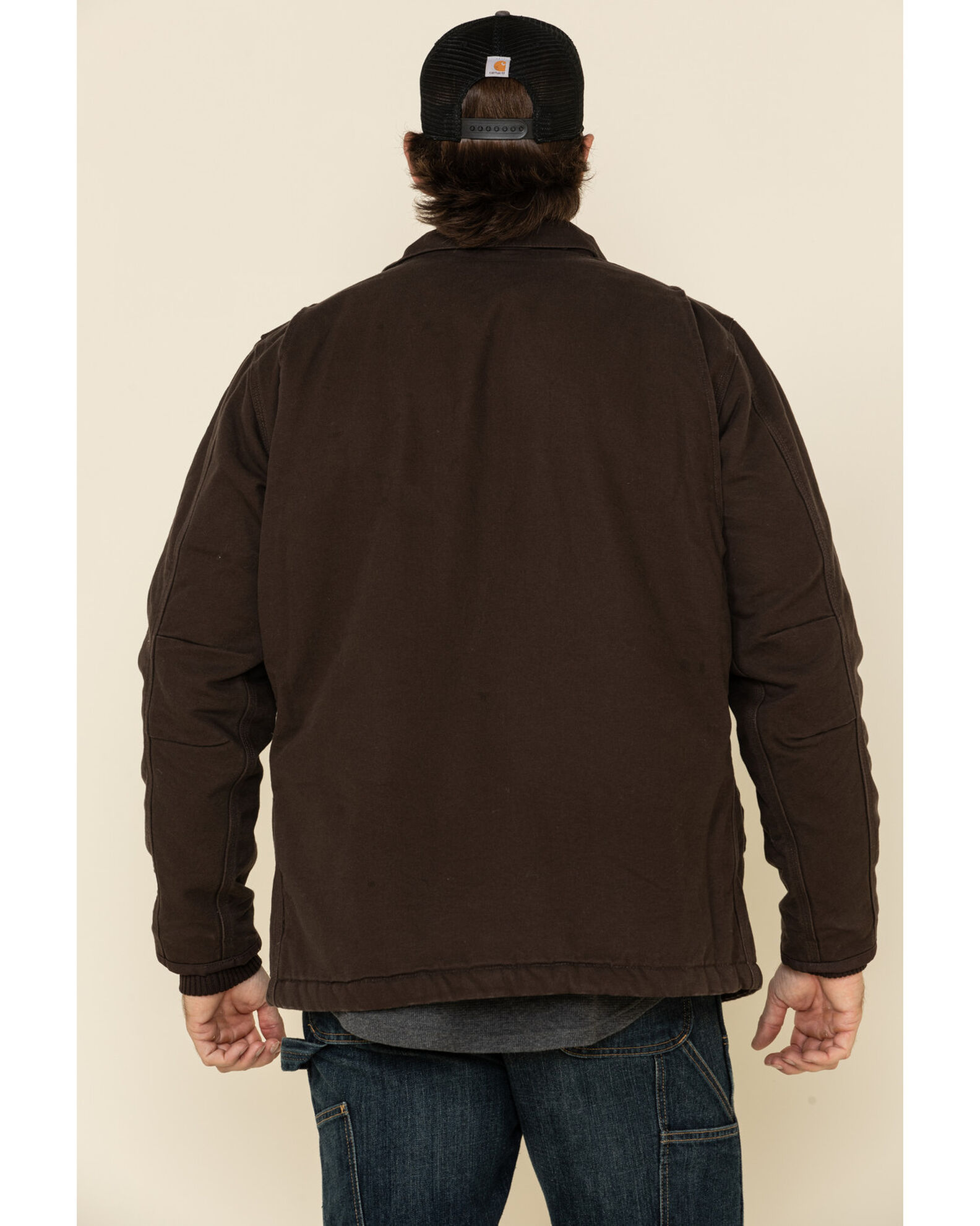 Carhartt Mens Dark Brown Washed Duck Sherpa Lined Work Coat Brown