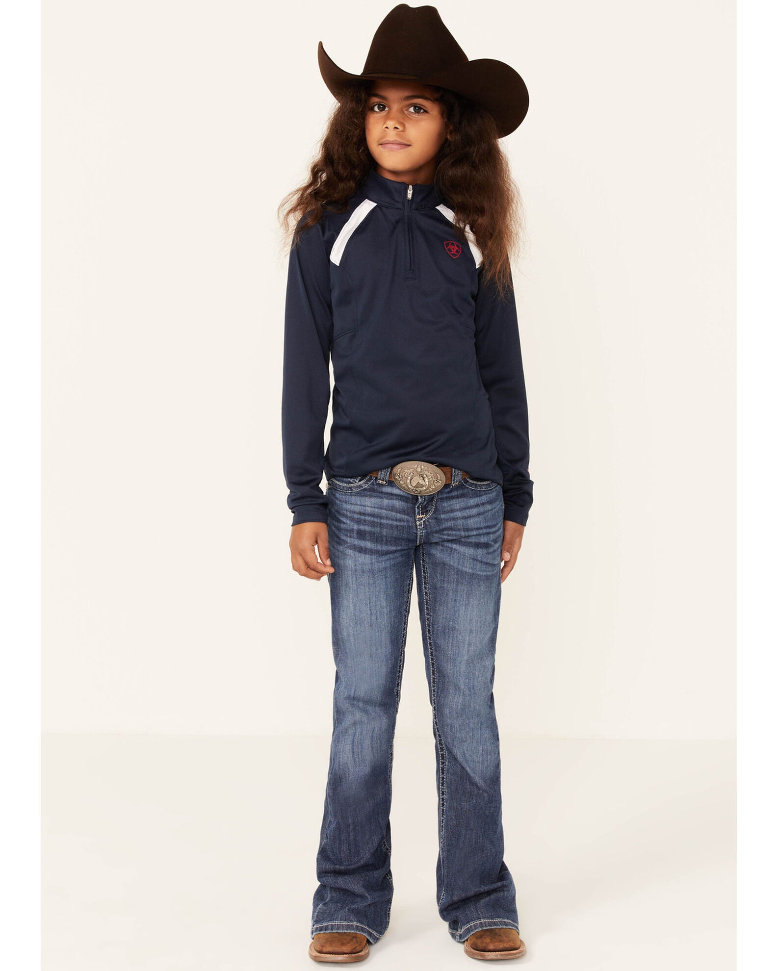 Product Name: Ariat Girls' Team Solid Sunstopper 2.0 1/4 Zip Baselayer