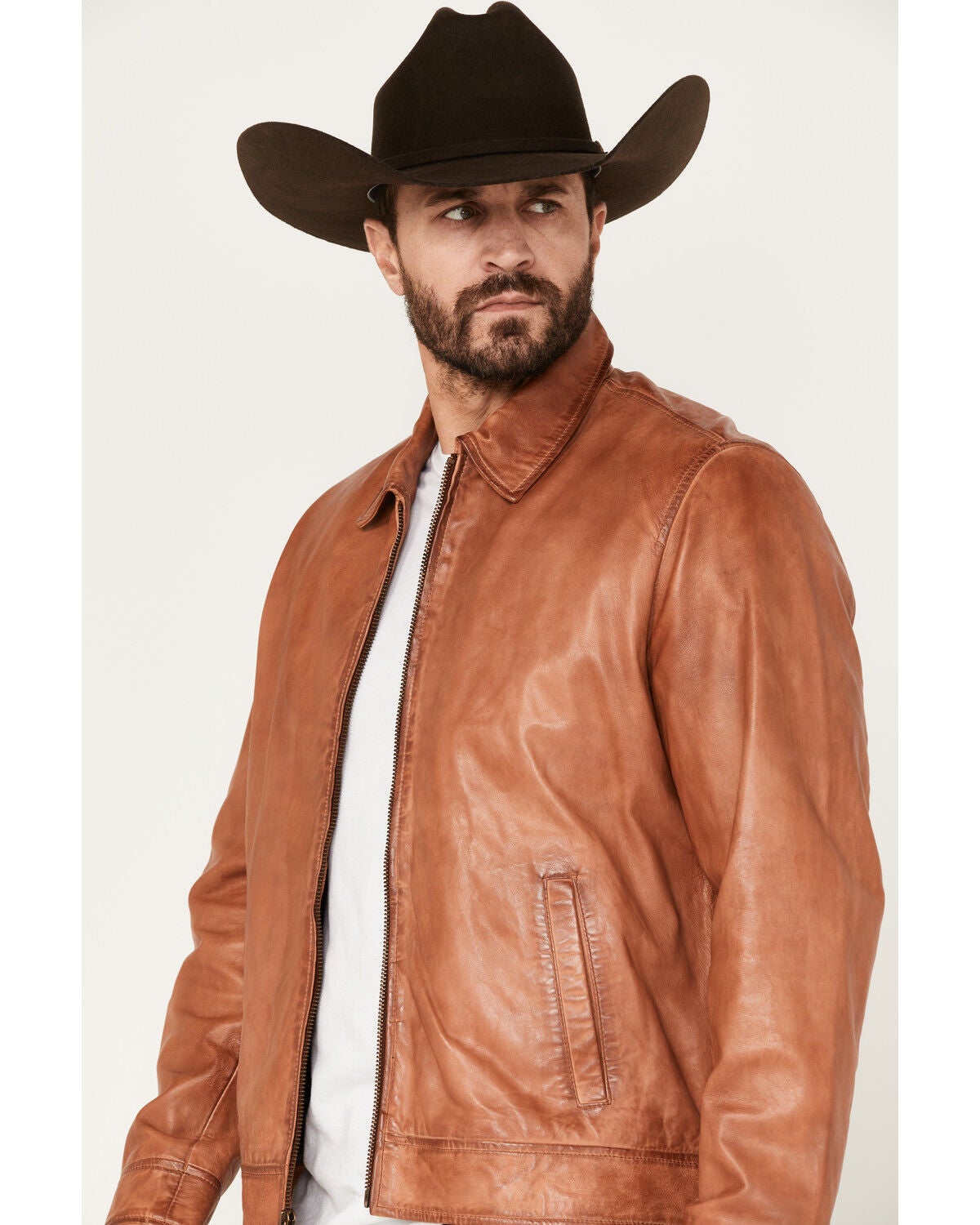 Scully Men's Leather Bomber Jacket, Cognac