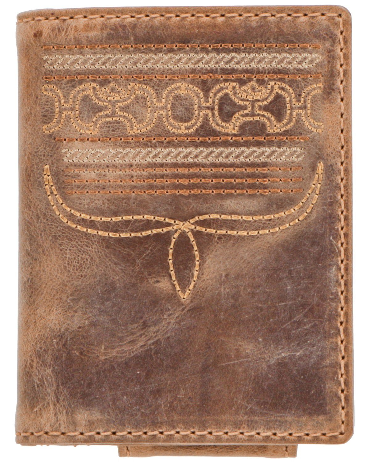 Hooey Men's Bifold Money Clip Leather Wallet, Brown