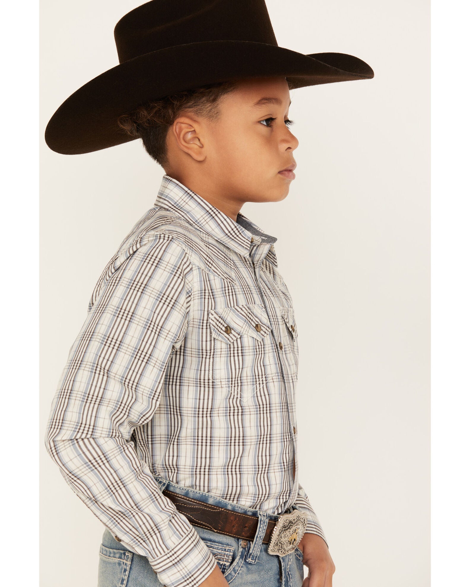Product Name: Cody James Boys' Plaid Print Long Sleeve Snap Western Shirt