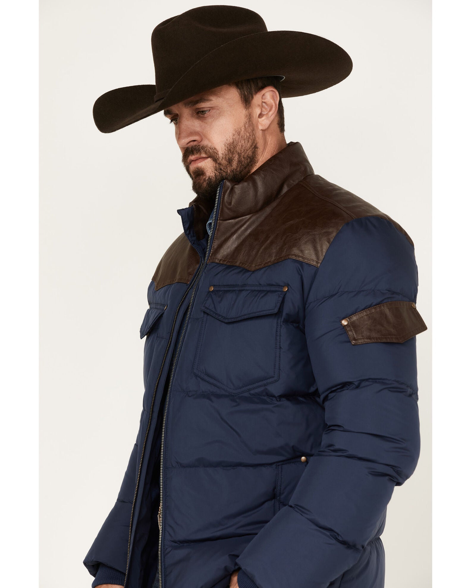 Cody James Men's Belmont Western Puffer Coat, Navy