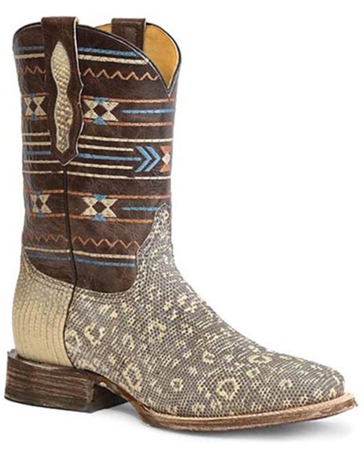 Roper Men's Ritch Lizard Exotic Western Boots - Broad Square Toe, Tan