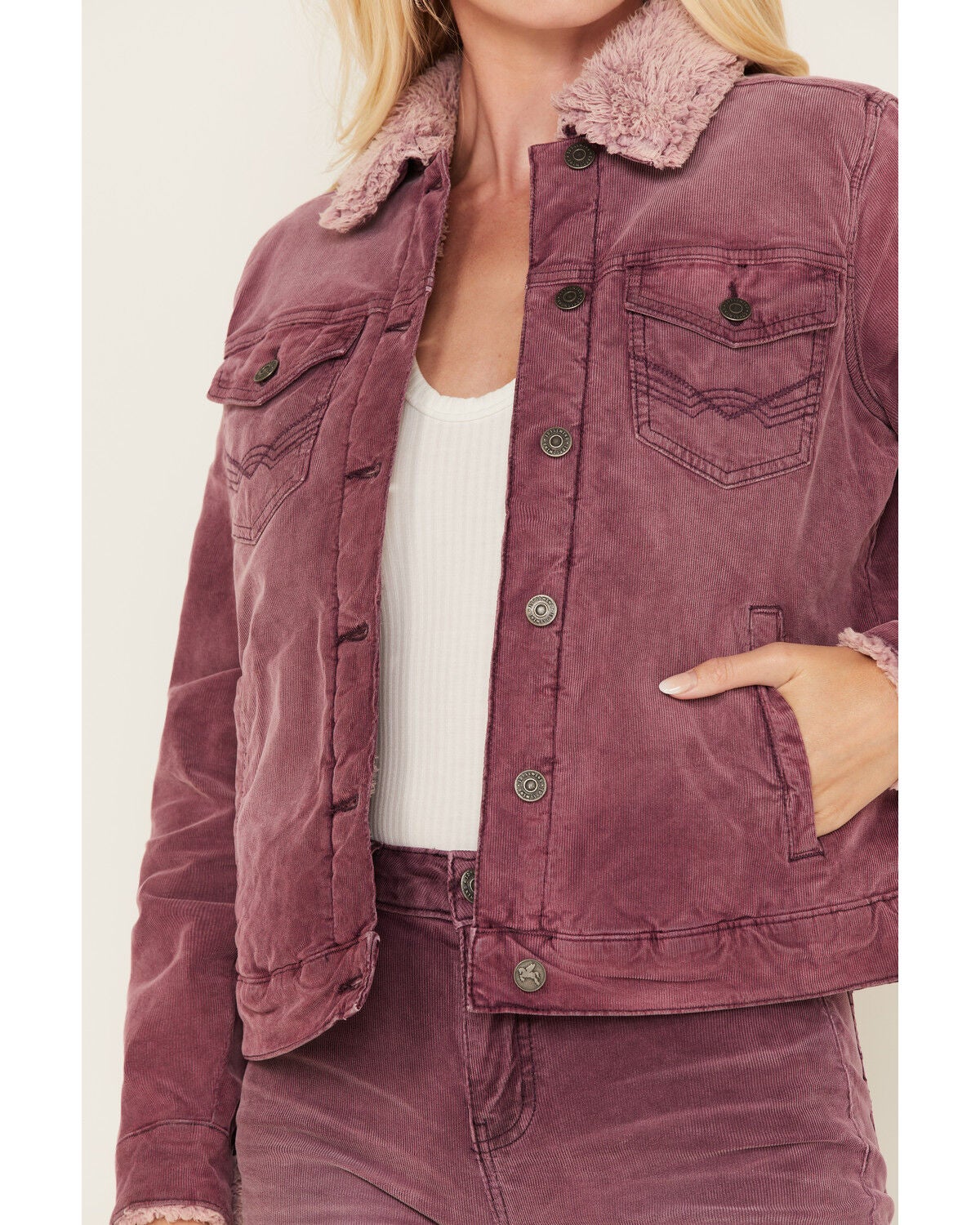 Idyllwind Women's Sherpa Lined Corduroy Jacket, Purple