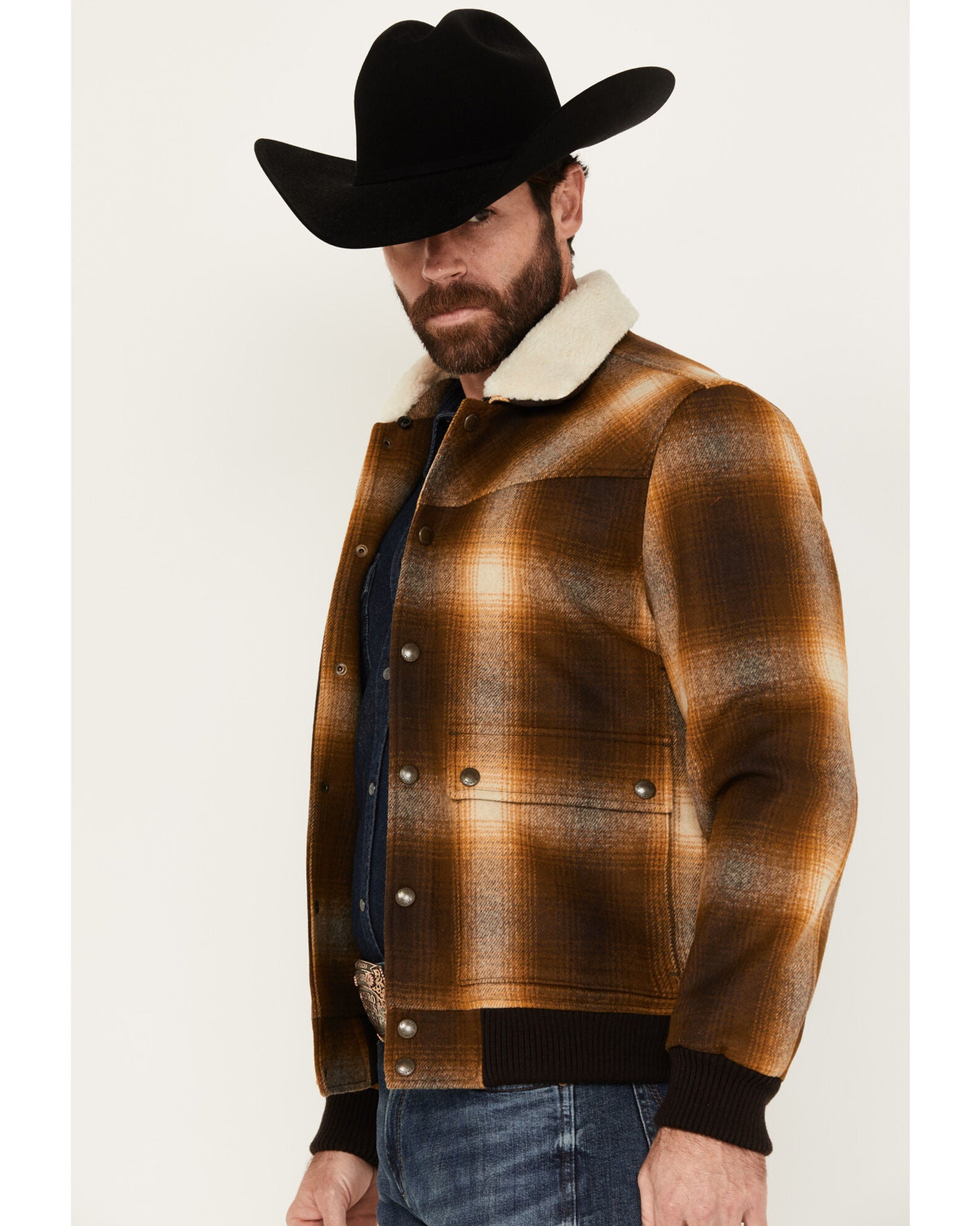 Product Name: Pendleton Men's Jacksonville Ombre Plaid Print Snap Jacket