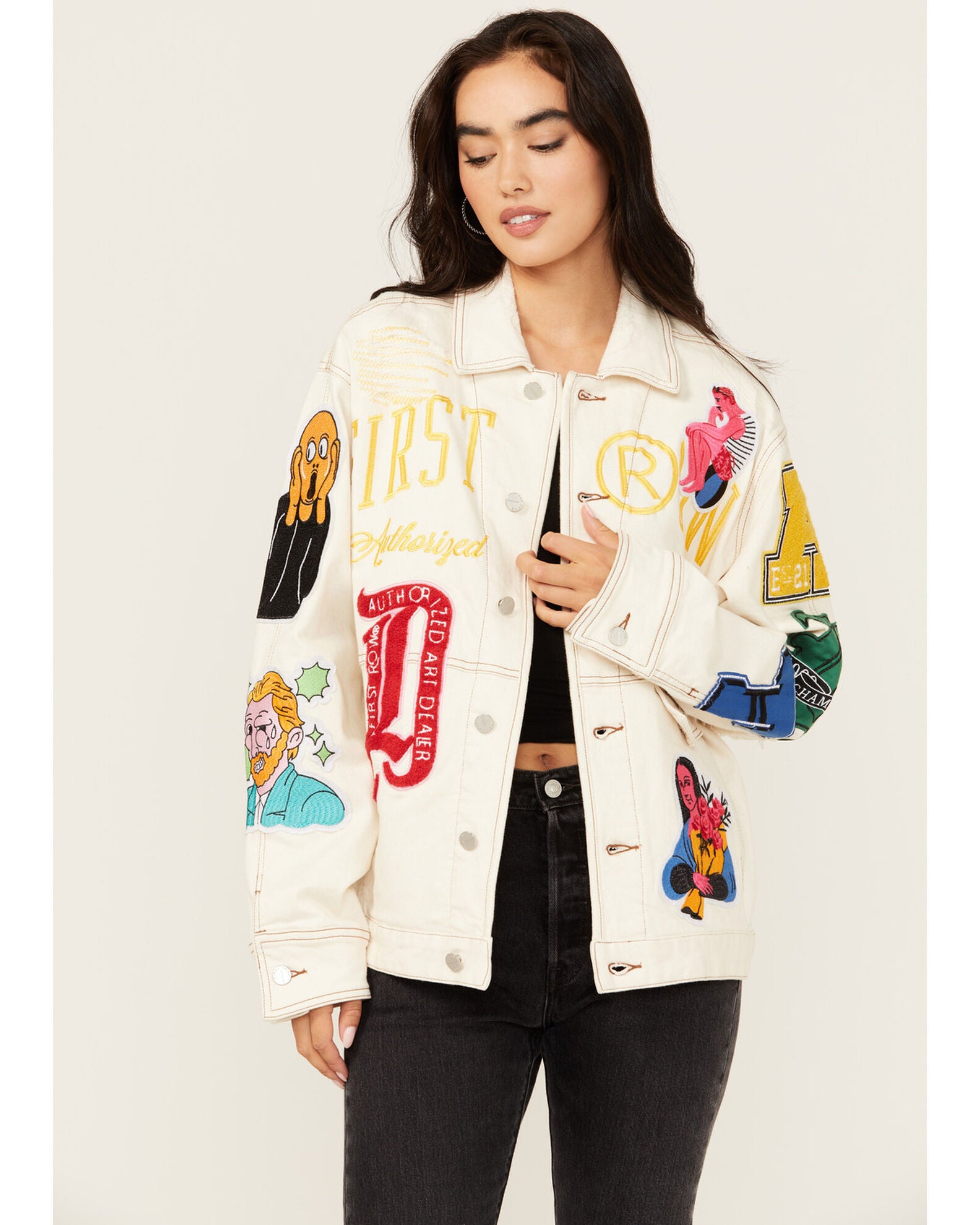 Product Name: First Row Women's Embroidered Denim Jacket