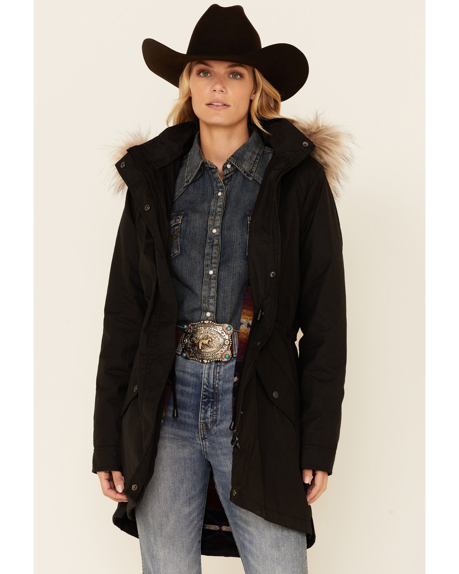 Product Name: Outback Trading Co. Women's Solid Black Luna Fur Collar ...