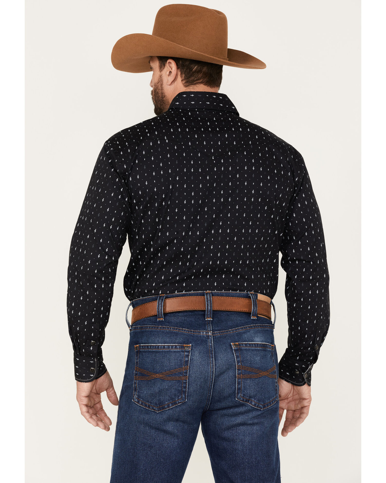 Rough Stock By Panhandle Mens Music Note Geo Print Long Sleeve Stretch