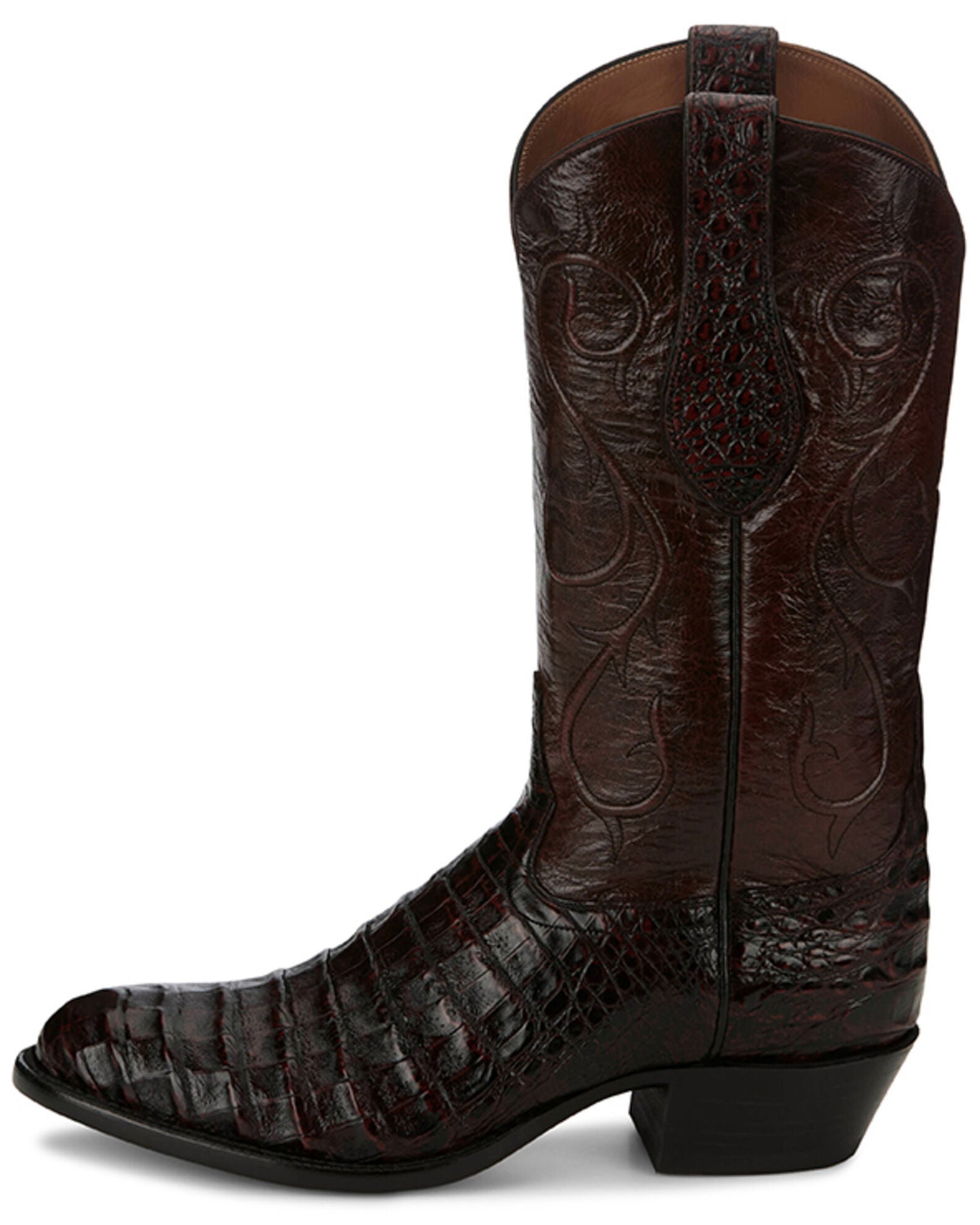 Tony Lama Men's Exotic Caiman Western Boots - Round Toe, Black Cherry