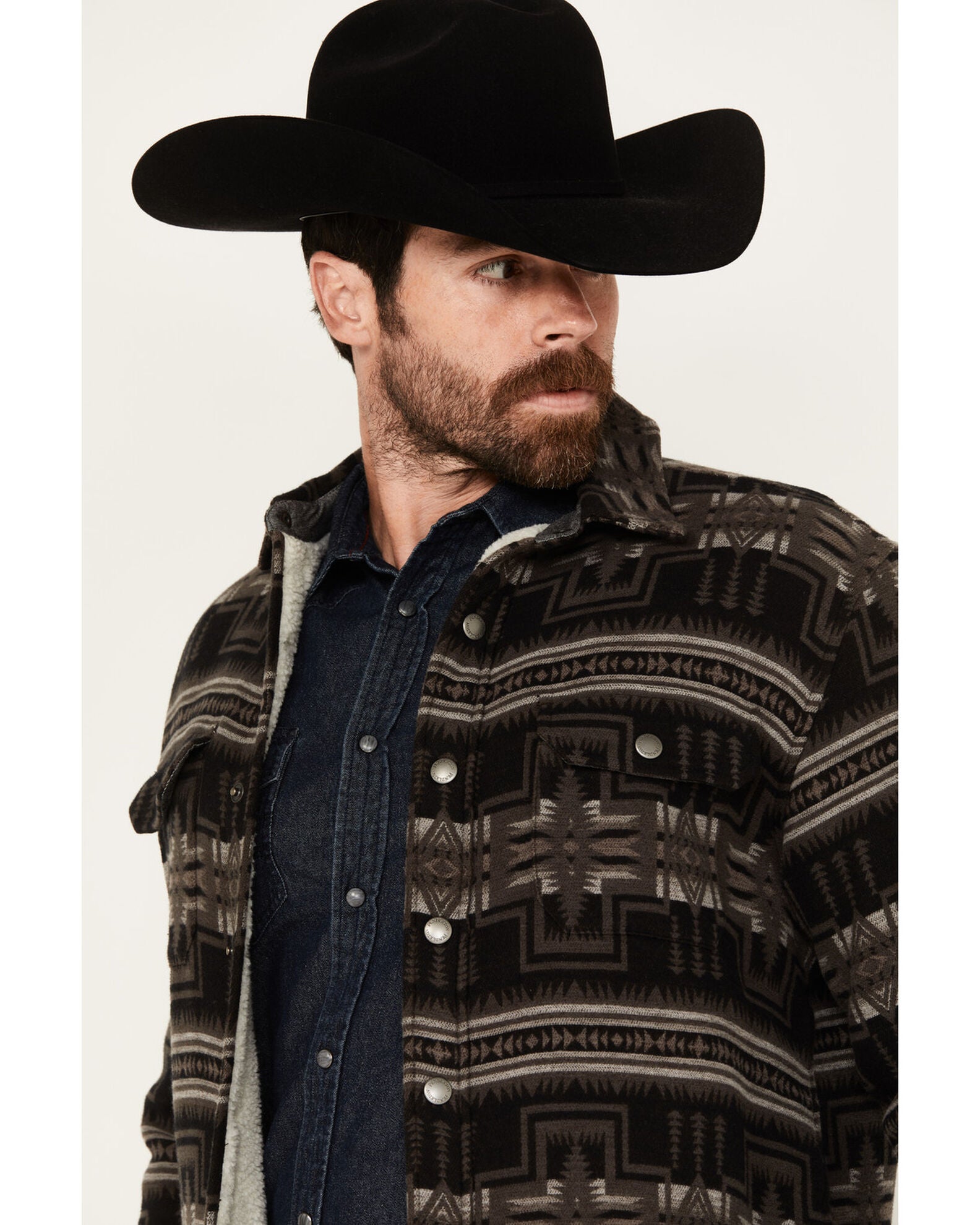 Pendleton Men's Harding Bay City Snap Sherpa Jacket, Charcoal