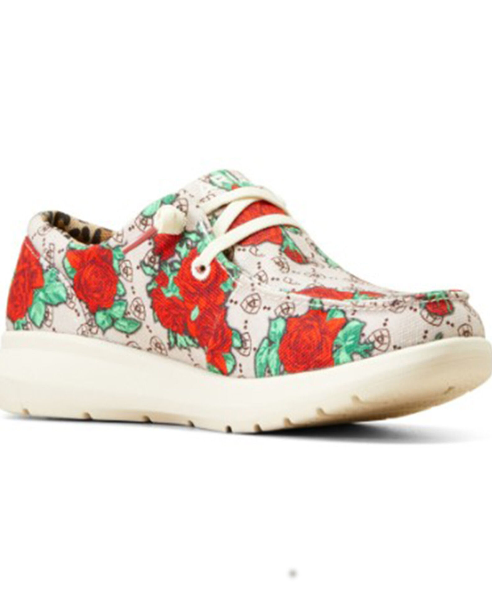 Product Name Ariat Womens Hilo Rose Logo Print Casual Shoes Moc Toe