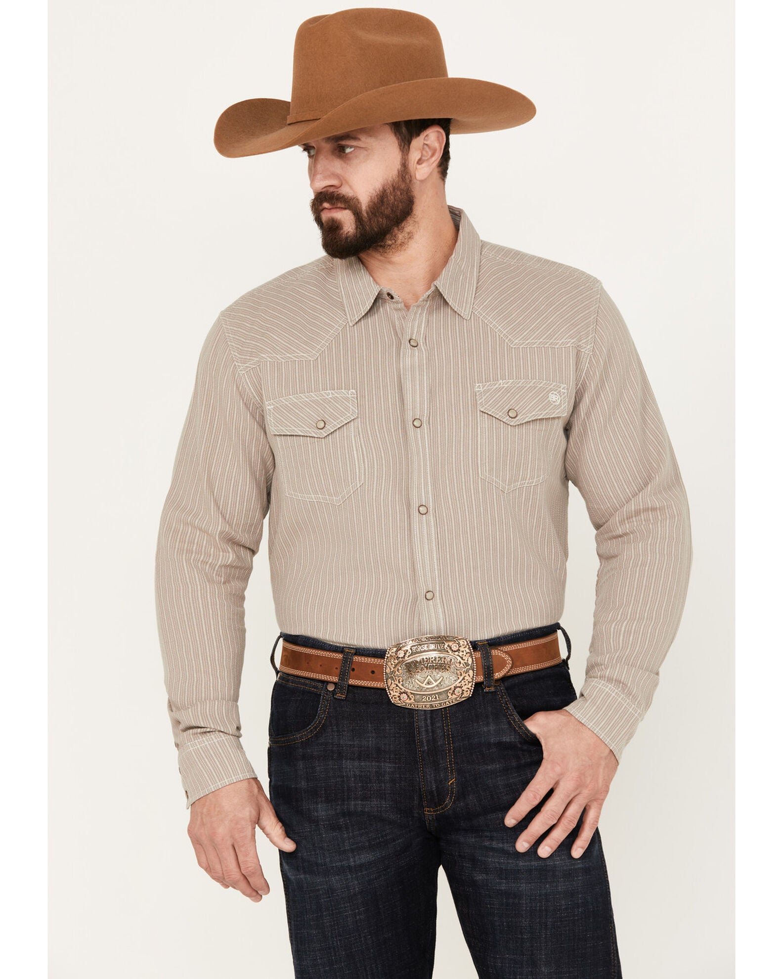 Product Name: Blue Ranchwear Men's Laramie Striped Long Sleeve Western ...