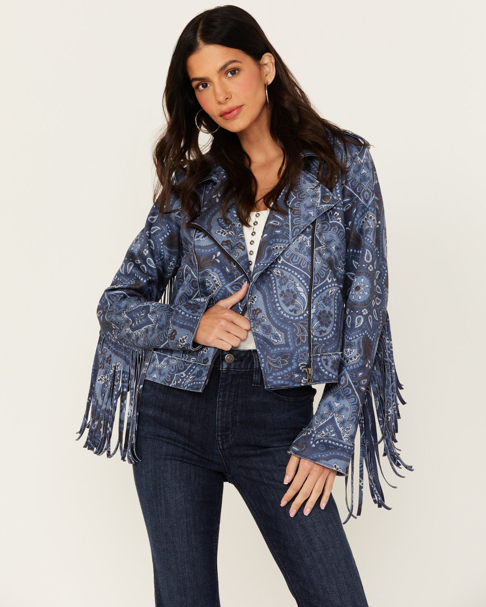 Product Name: Idyllwind Women's Banbury Printed Faux Suede Moto Jacket
