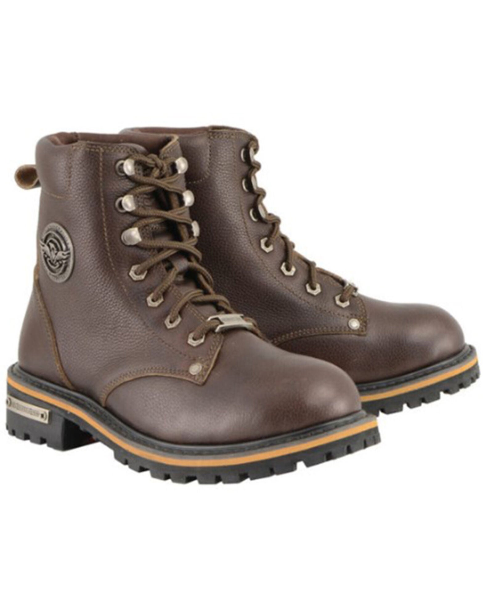 Milwaukee Leather Women's Leather Lace to Toe Boots - Round Toe, Brown