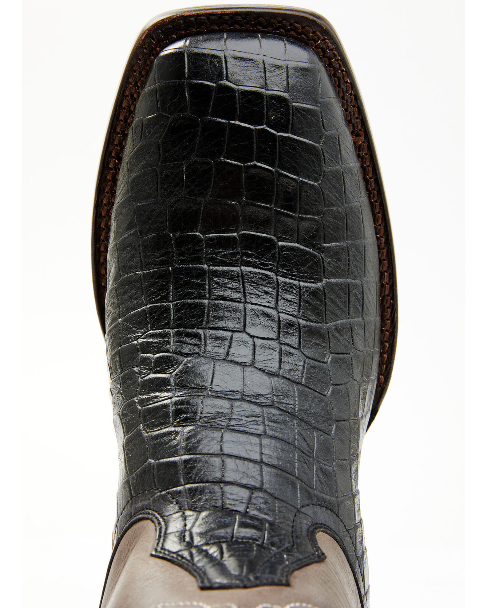 Cody James Mens Alligator Print Western Boots Broad Square Toe Black