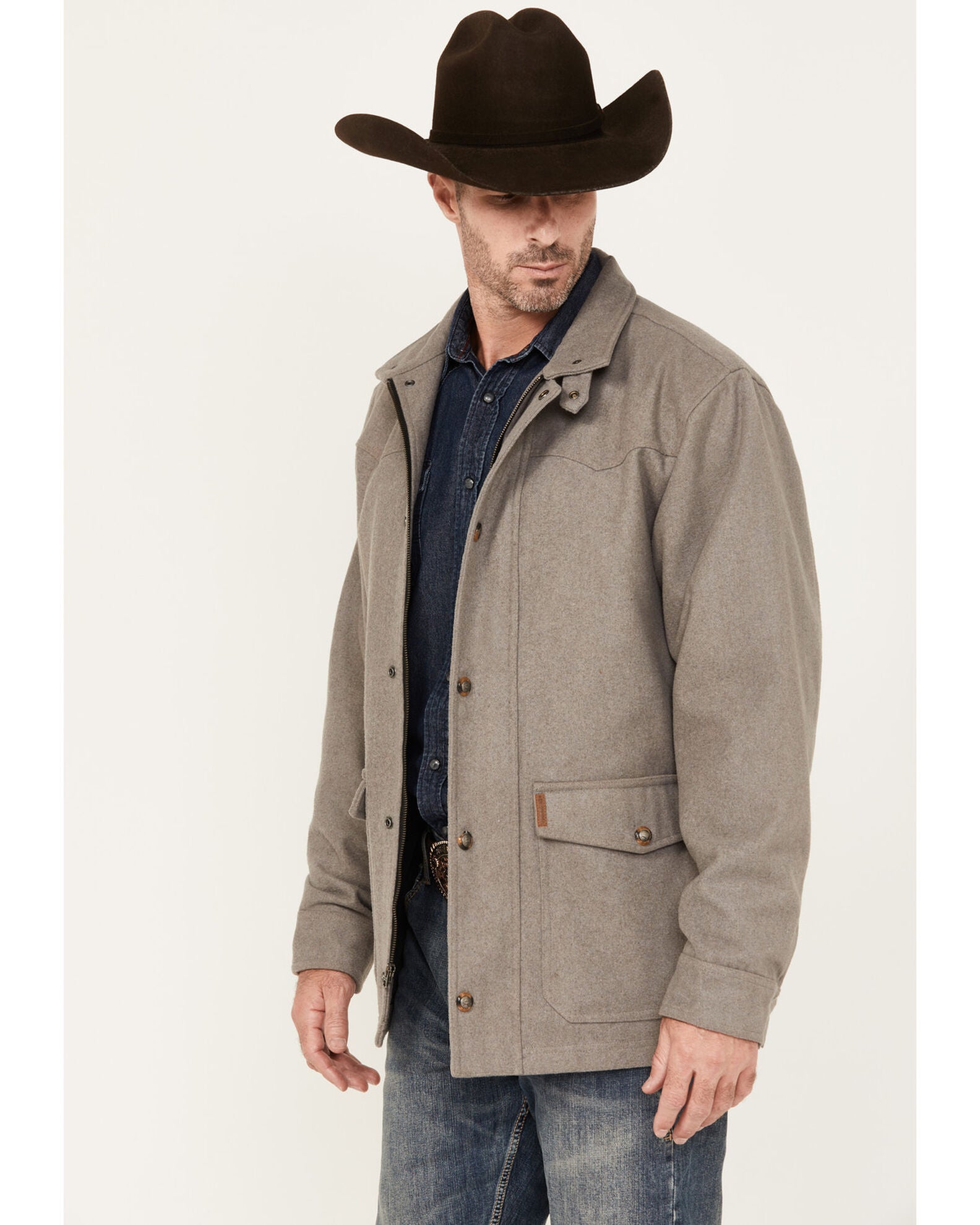 Product Name: Cinch Men's Wool Solid Snap Jacket