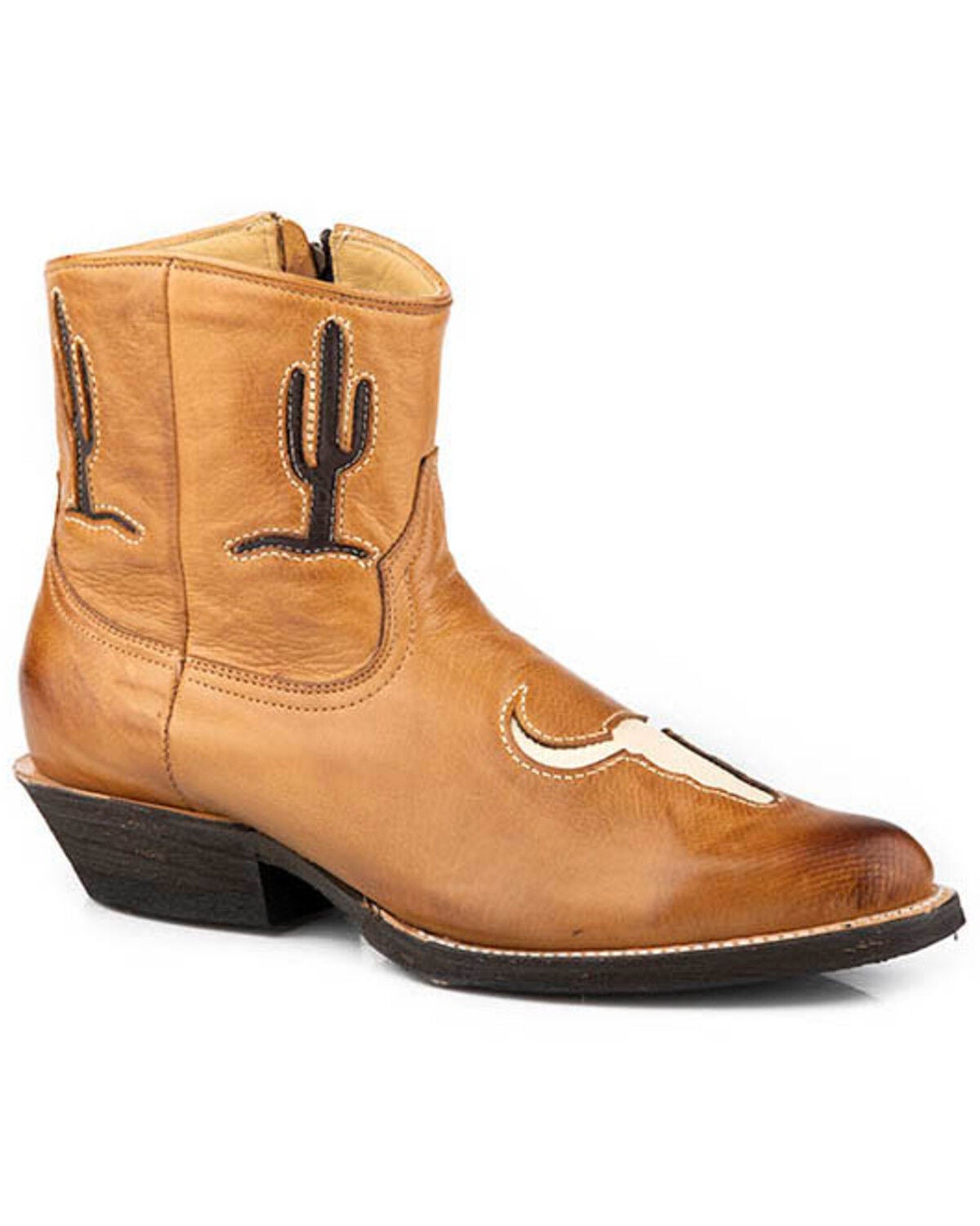 Stetson Women's Tempe Inlay Western Booties - Snip Toe, Tan