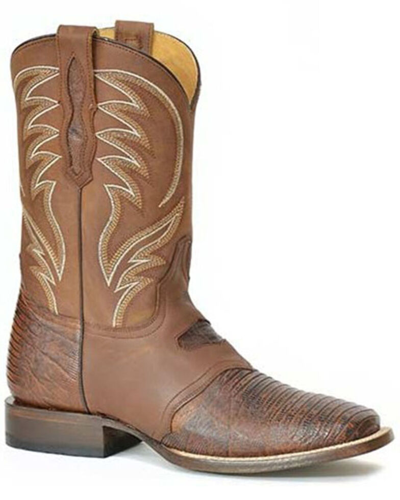 Roper Mens Brown Landry Lizard Exotic Western Boots Square Toe