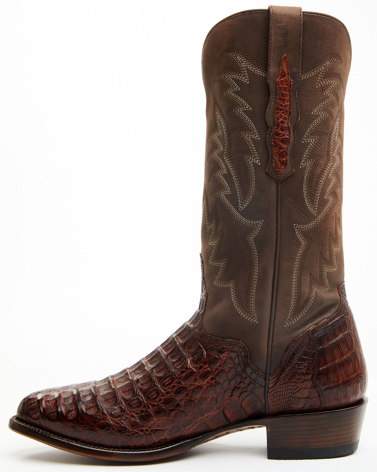 El Dorado Men's Exotic Caiman Western Boots - Round Toe, Brass