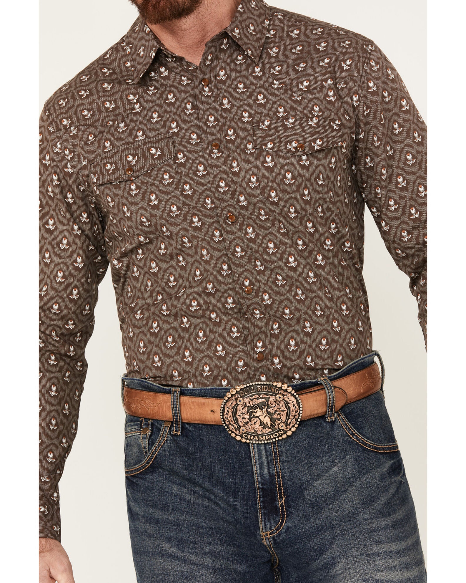 Gibson Trading Co. Men's Barbed Wire Floral Print Long Sleeve Snap ...