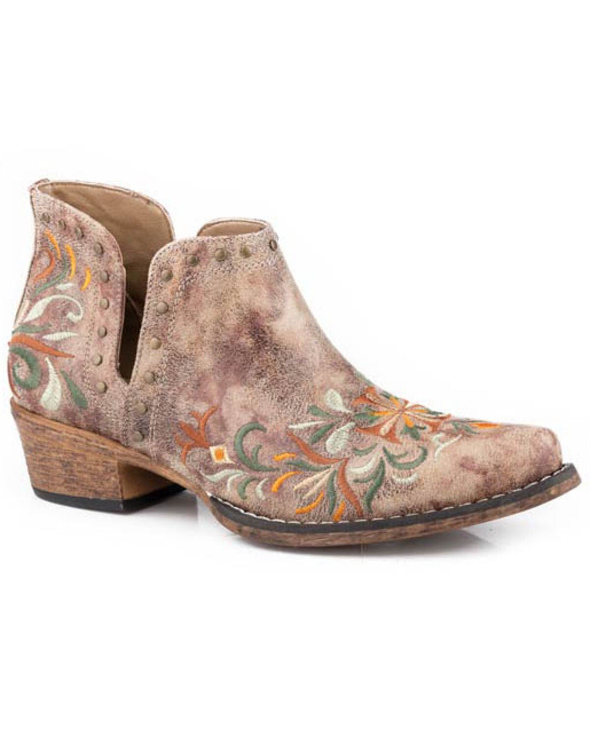 Roper Women's Ava Floral Western Booties - Snip Toe, Tan