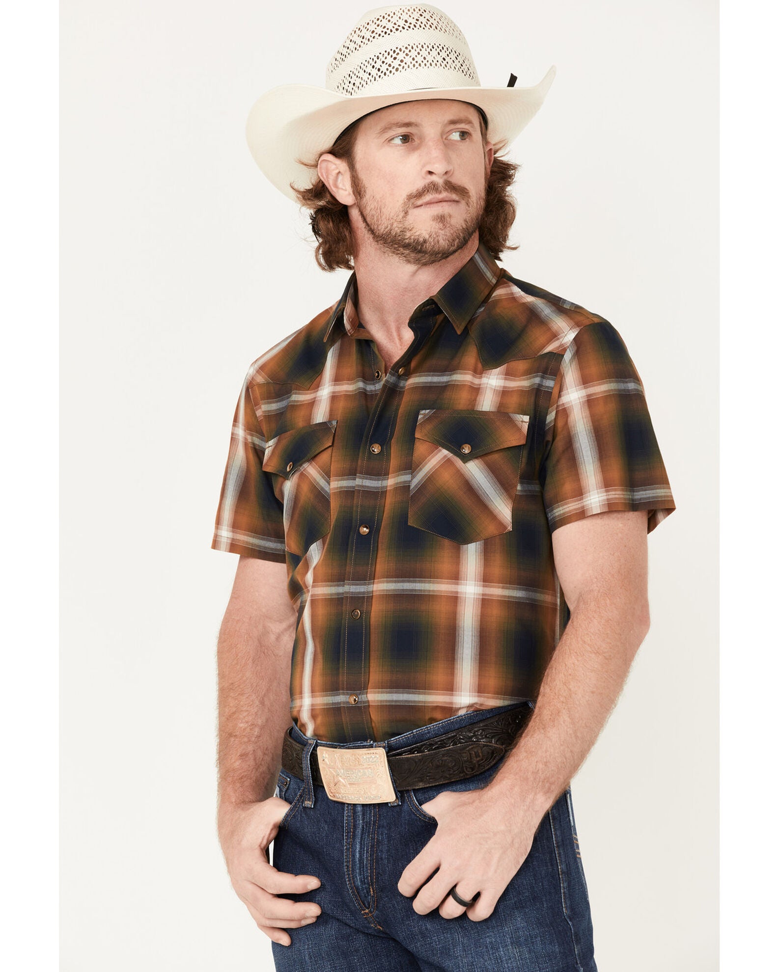Product Name: Pendleton Men's Frontier Large Plaid Short Sleeve Western ...