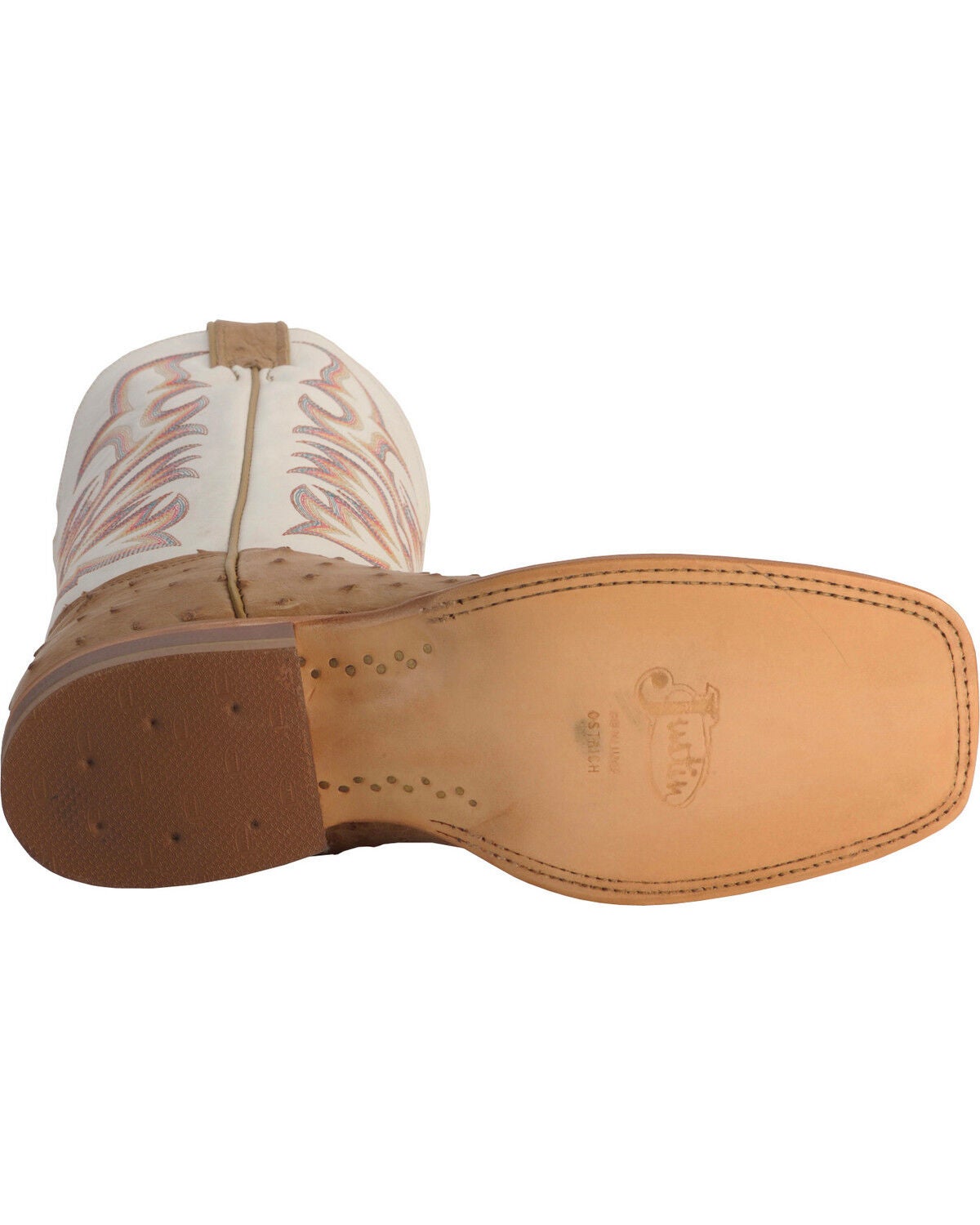 Justin Men's AQHA Full Quill Ostrich Western Boots - Broad Square Toe ...