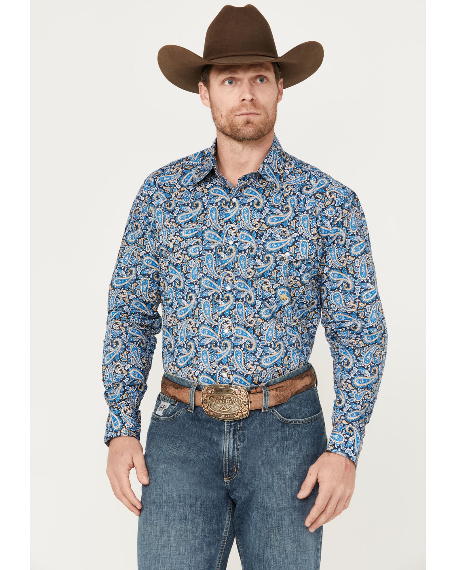 Product Name: Roper Men's Amarillo Clear Skies Long Sleeve Pearl Snap ...