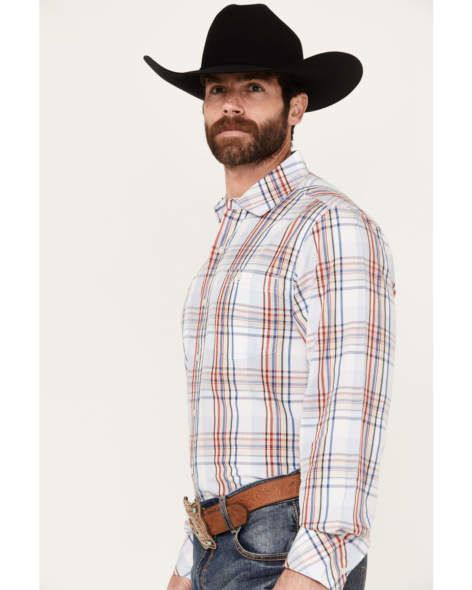 Product Name: Resistol Men's Sulphur Plaid Print Long Sleeve Button Down Western Shirt