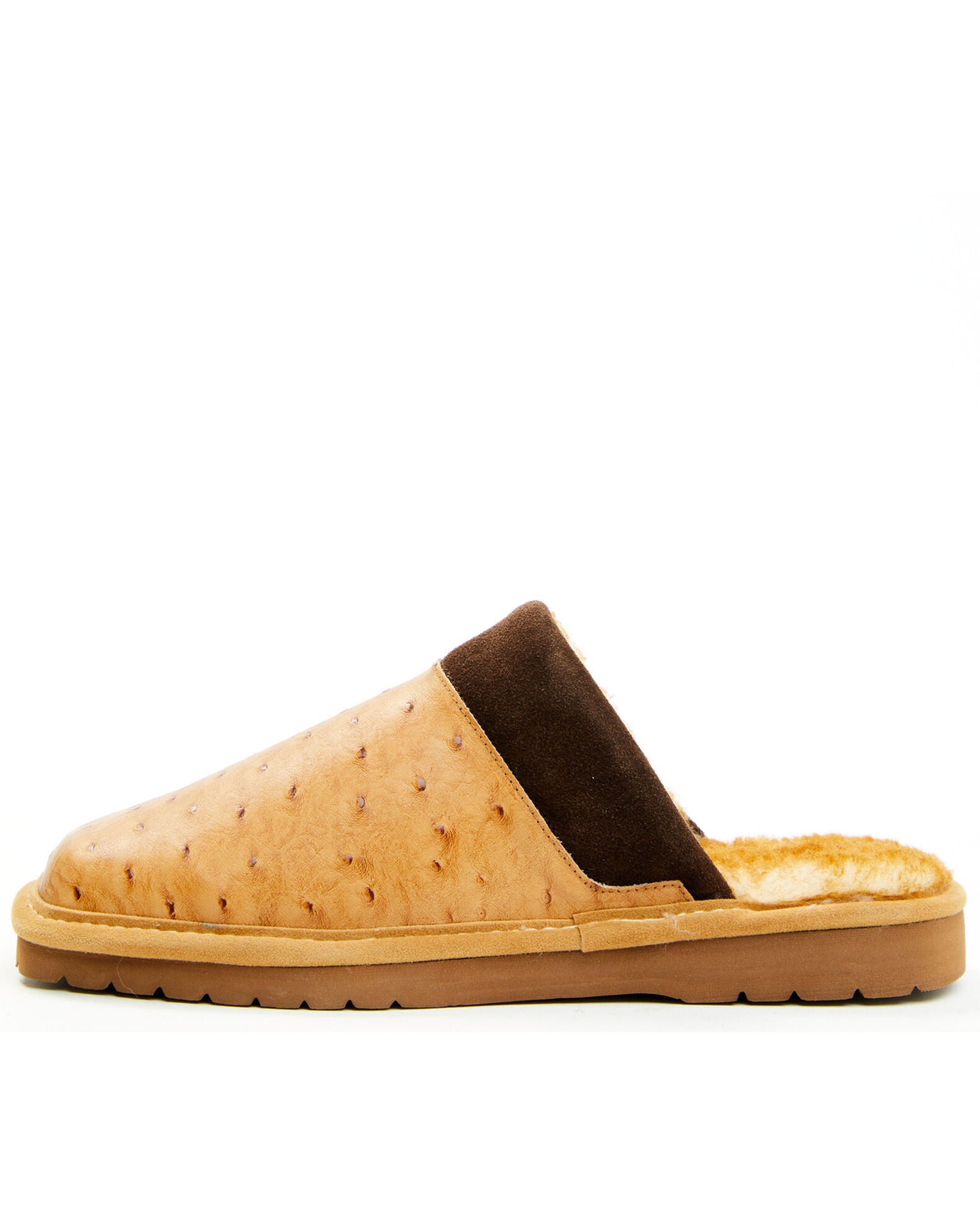 Ariat Men's Silversmith Full Quill Ostrich Print Slippers, Tan