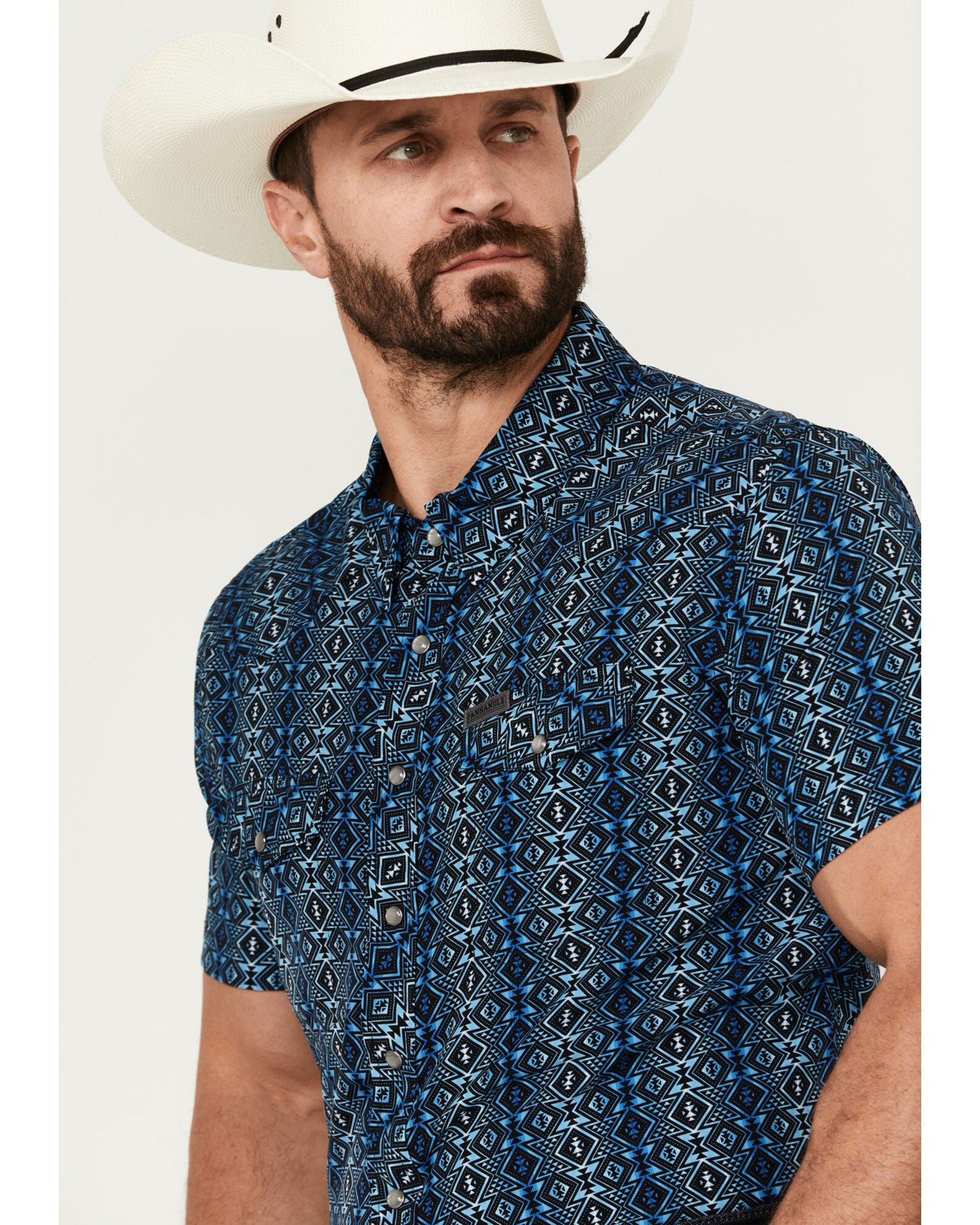 Product Name: Panhandle Men's Southwestern Print Short Sleeve Pearl ...