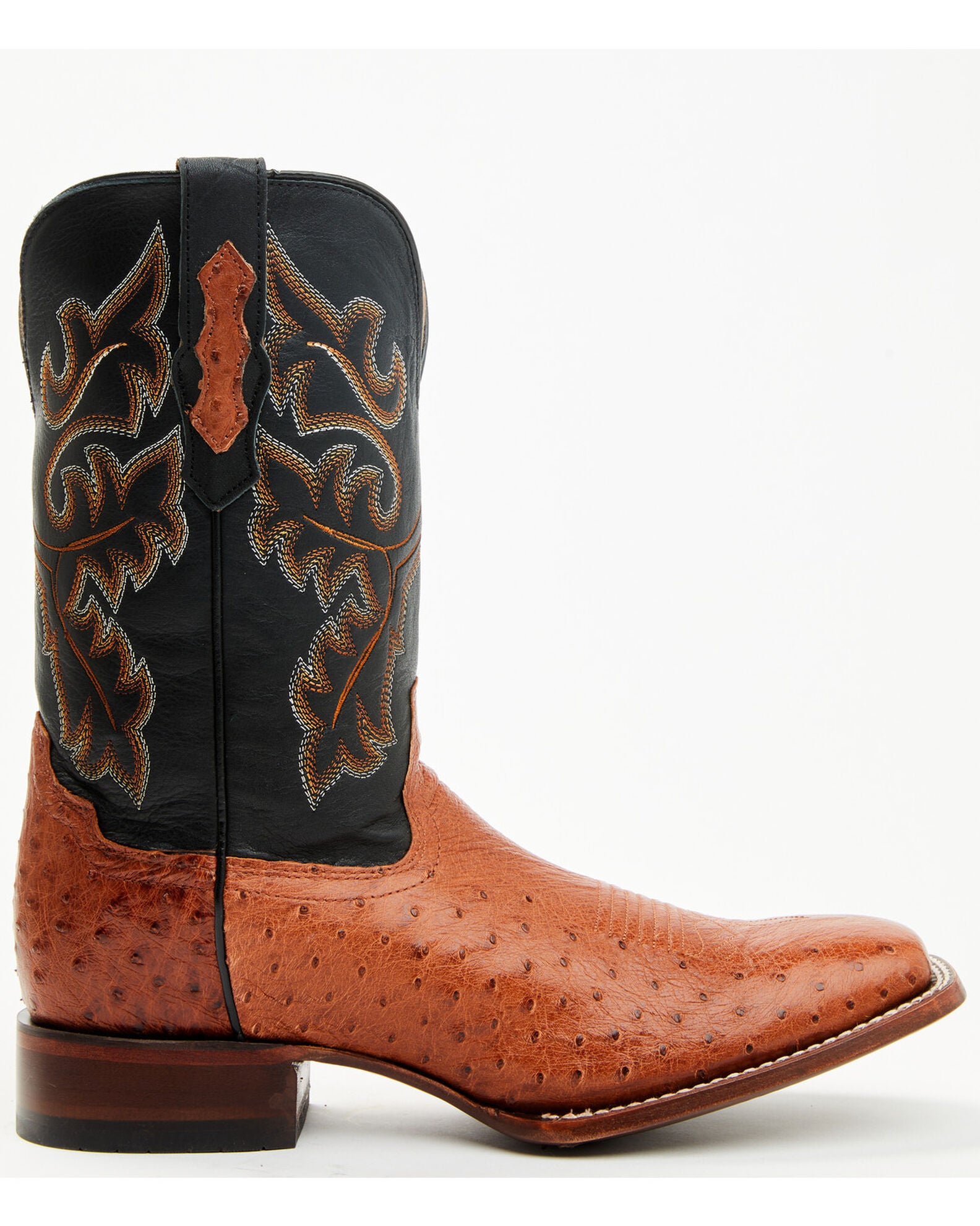 Cody James Men's Exotic Ostrich Western Boots - Broad Square Toe, Cognac