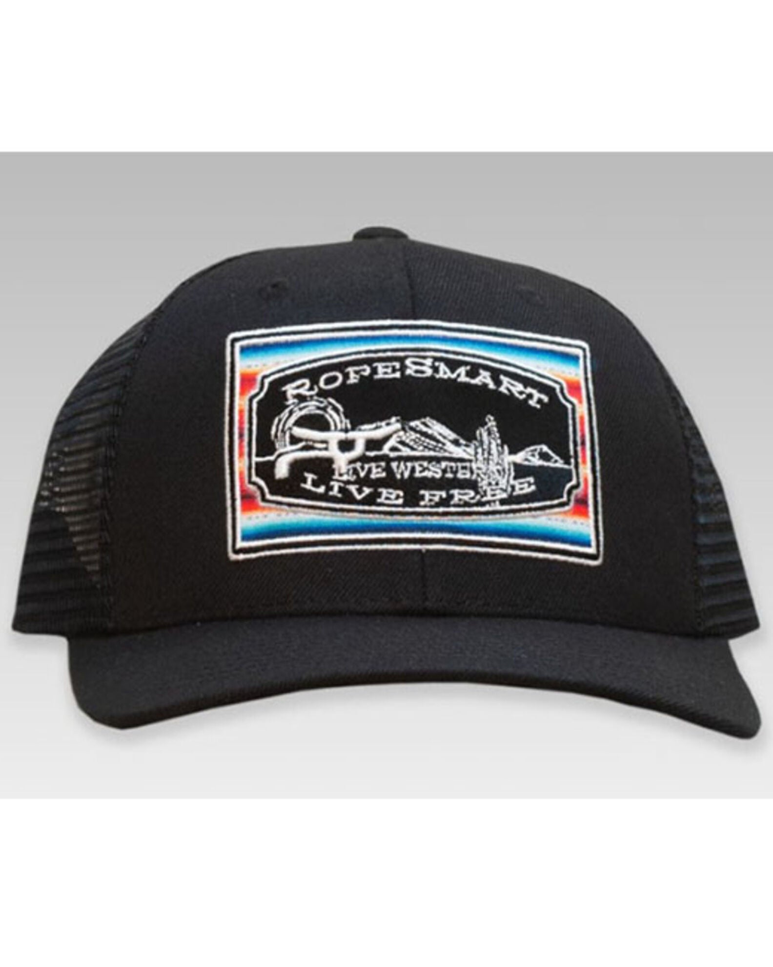 RopeSmart Men's Black On Black Serape Embroidered Patch Mesh-Back Ball ...