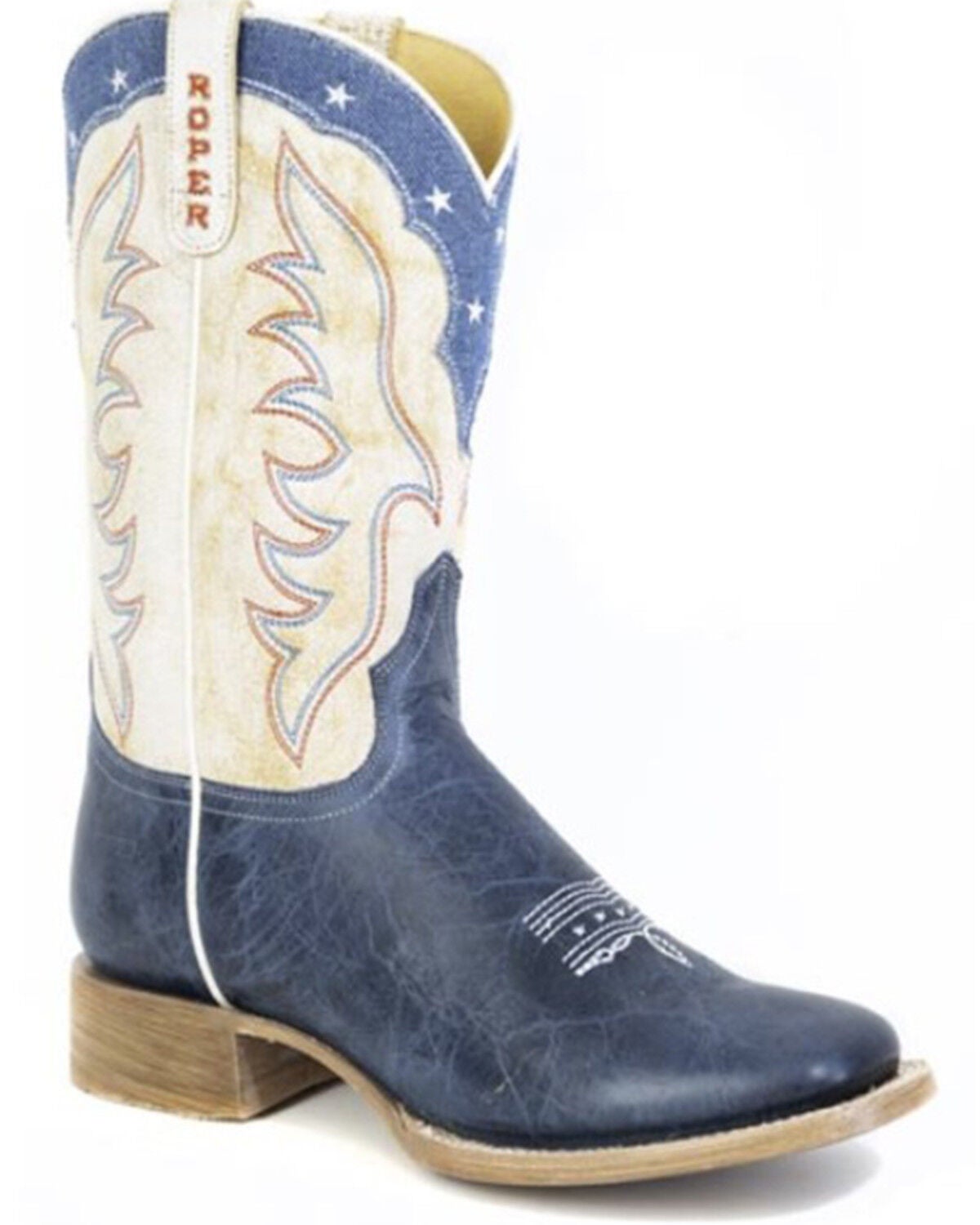 Roper Women's Americana Blue Western Boots - Broad Square Toe, Blue