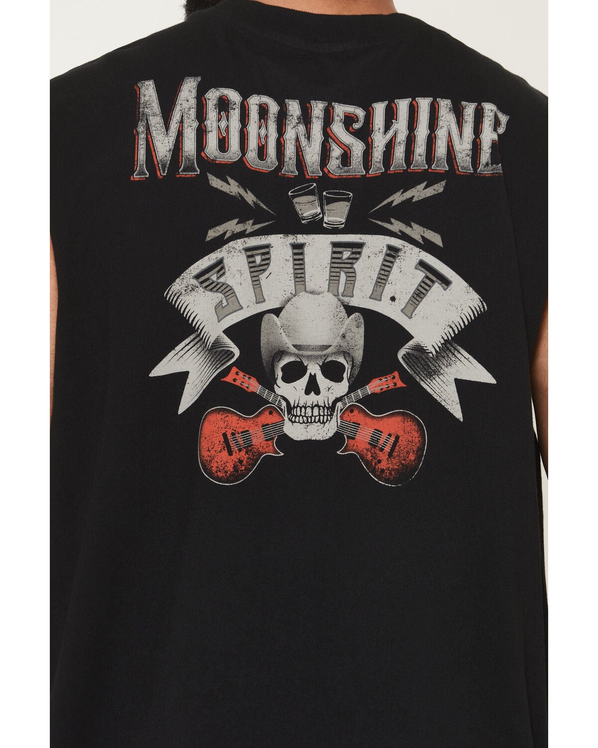 Moonshine Spirit Men's Guitar Skull Muscle Tank, Black