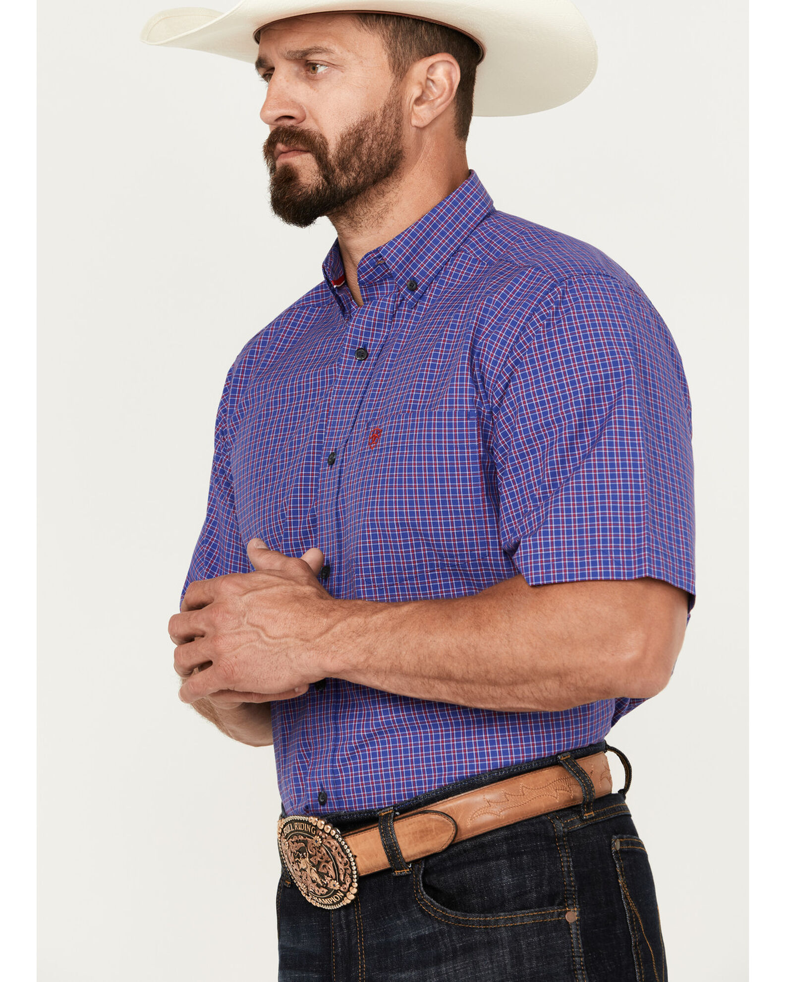Product Name Ariat Mens Jameson Plaid Print Button Down Short Sleeve