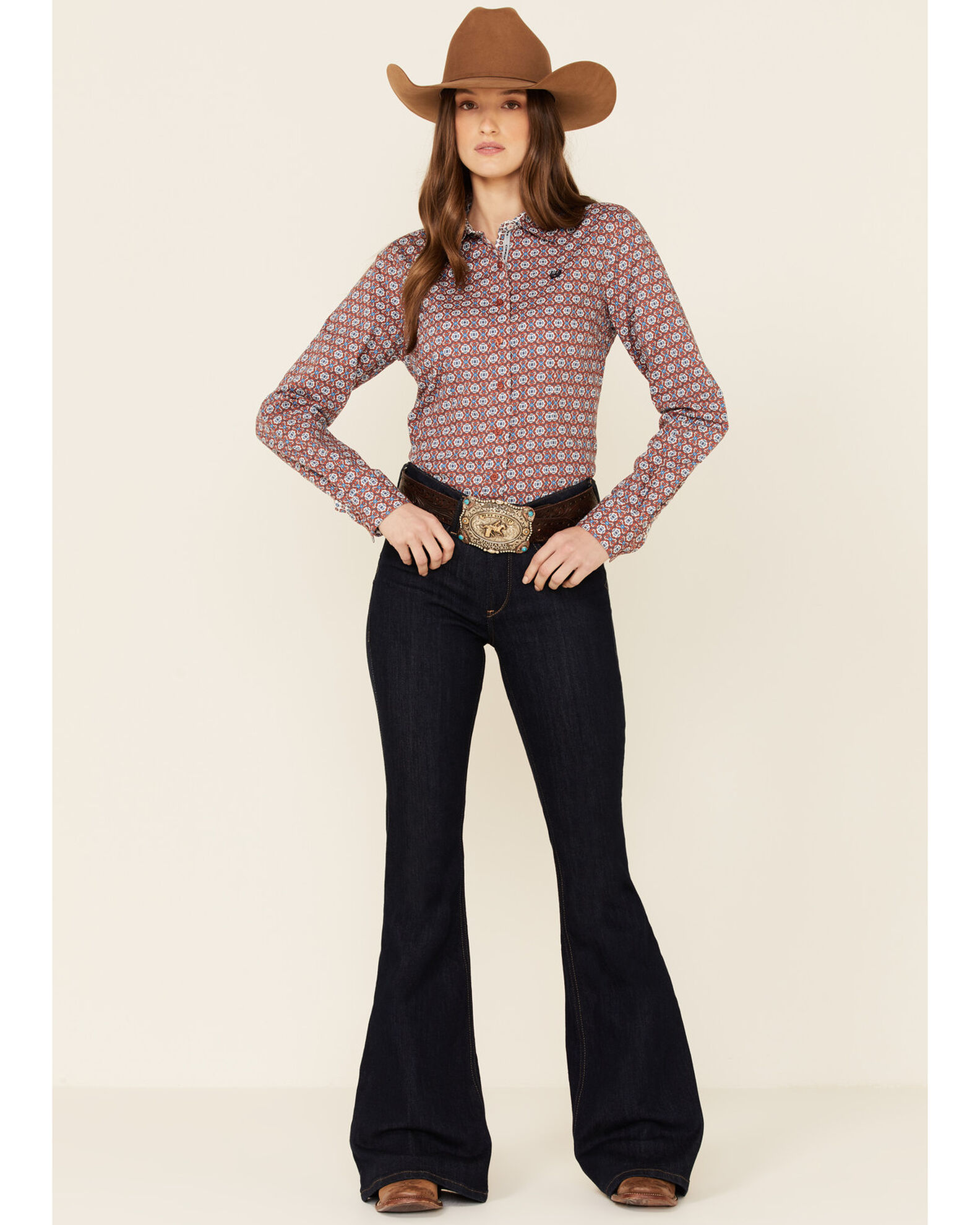 Product Name Cinch Womens Geo Print Long Sleeve Button Down Western
