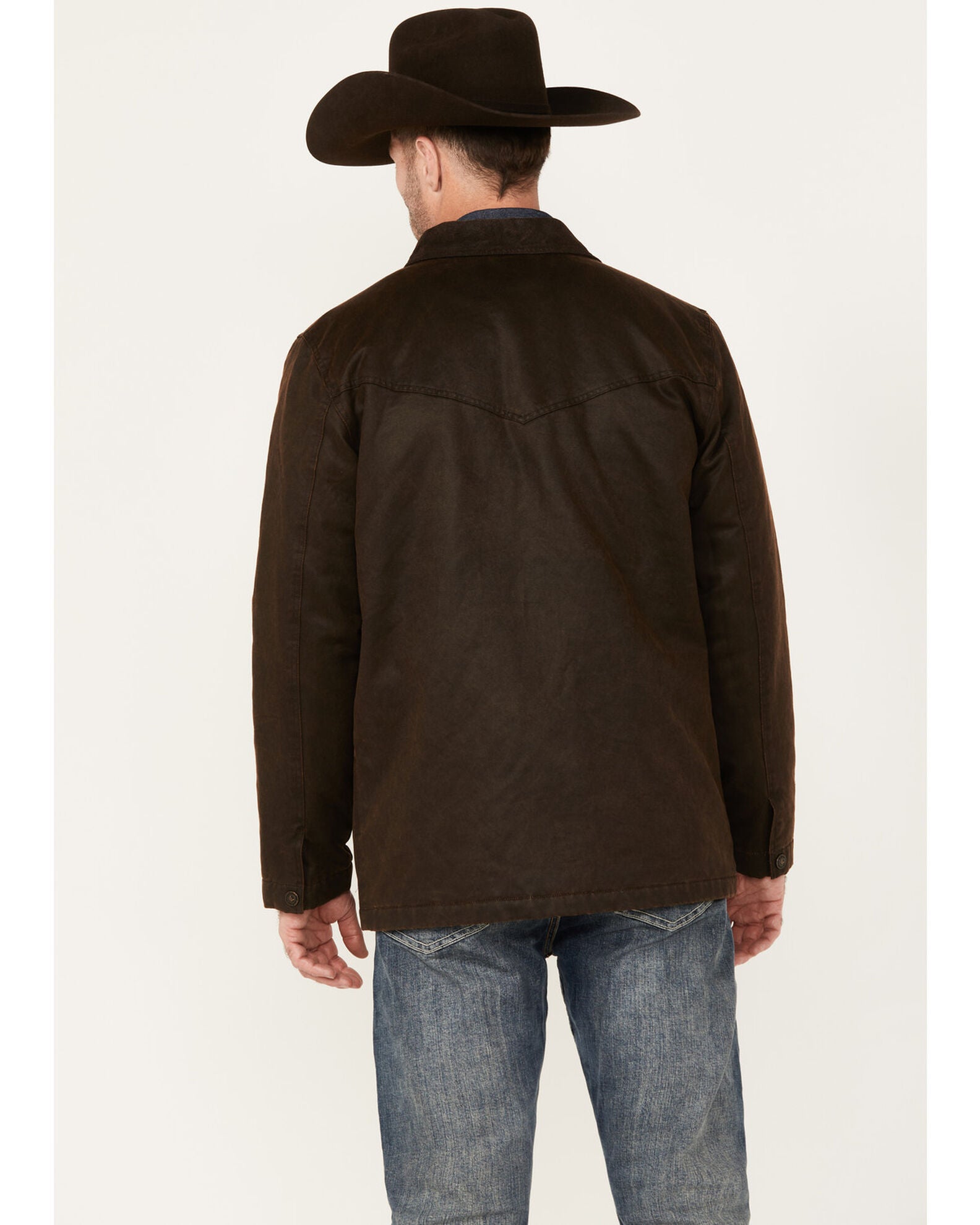 Cody James Men's Oilskin Snap Heavy Jacket, Brown