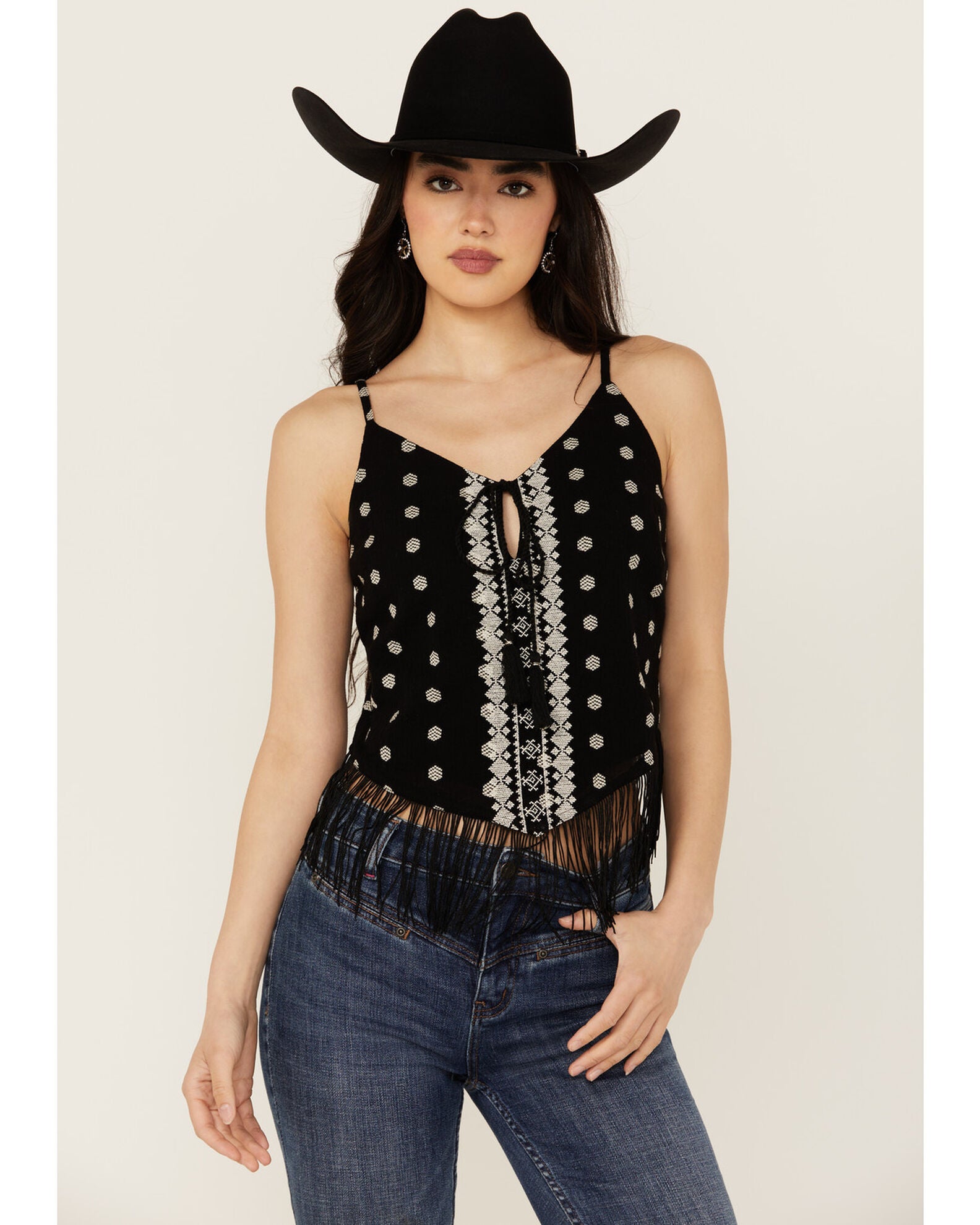 Product Name: Idyllwind Women's Sunnett Embroidered Fringe Hanky Hem Tank