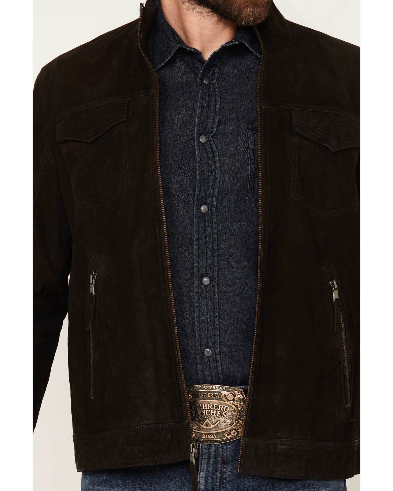 Scully Men's Suede Zip Jacket, Brown