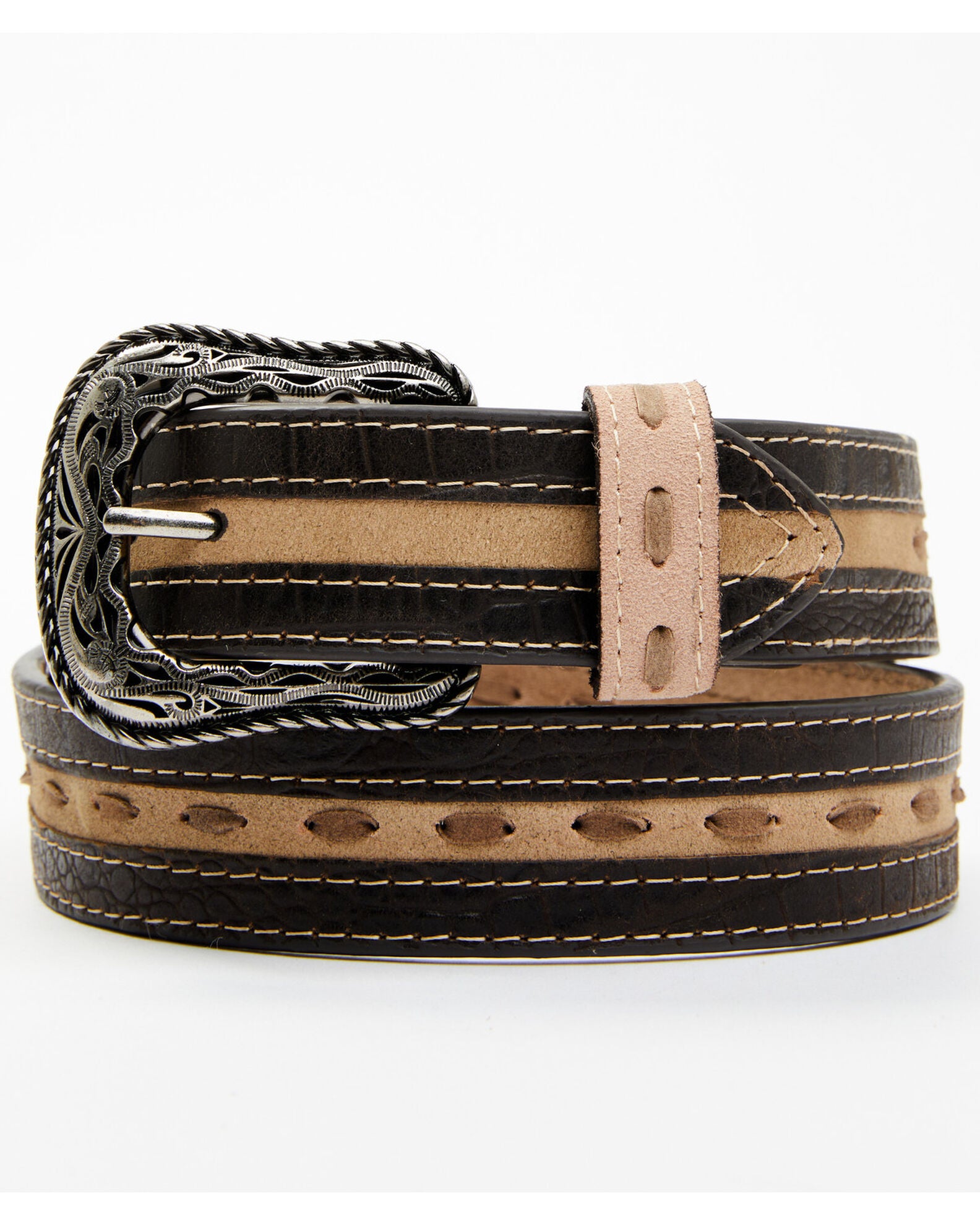 G-Bar-D Men's Overlay Roughout Striped Belt