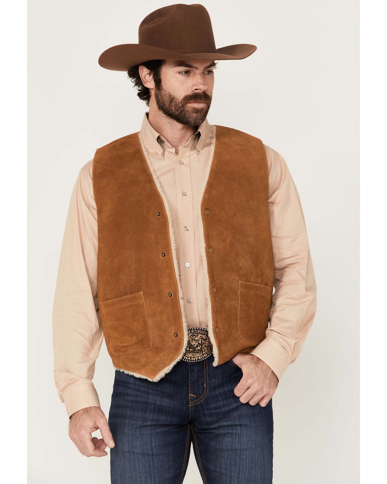 Product Name: Cody James Men's Sherpa Lined Suede Snap Vest