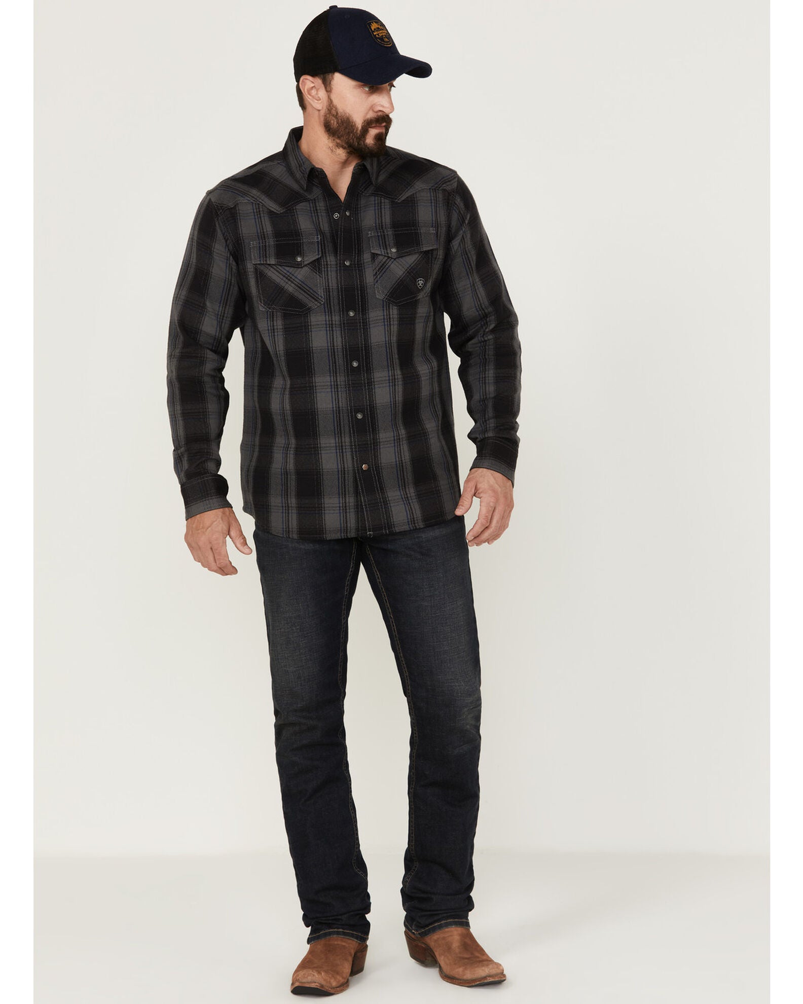 Product Name: Ariat Men's Harrold Plaid Long Sleeve Snap Western ...
