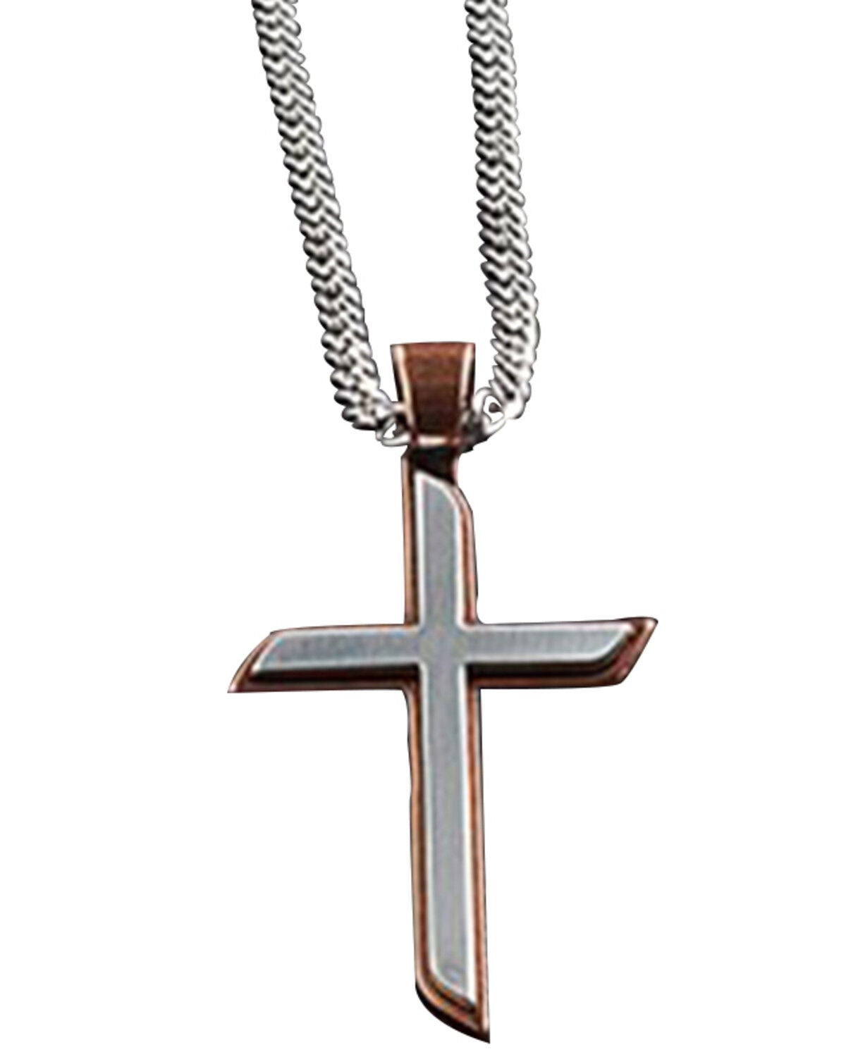 Twister Men's Two Tone Cross Necklace , Silver
