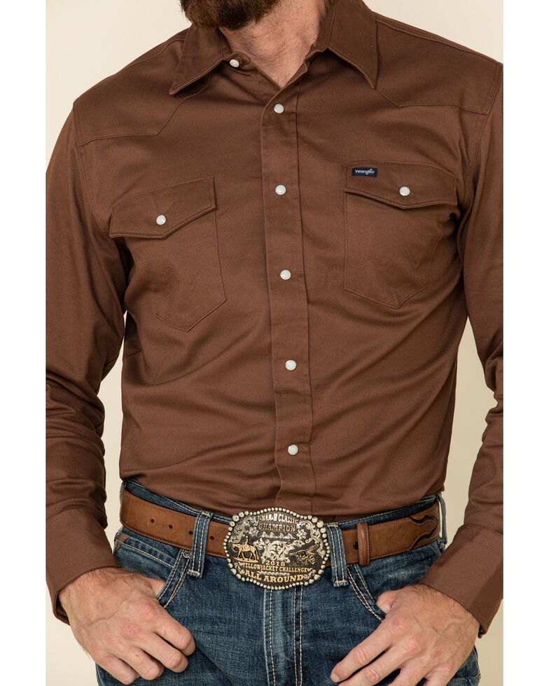 Wrangler Men's Solid Advanced Comfort Long Sleeve Work Shirt | Sheplers