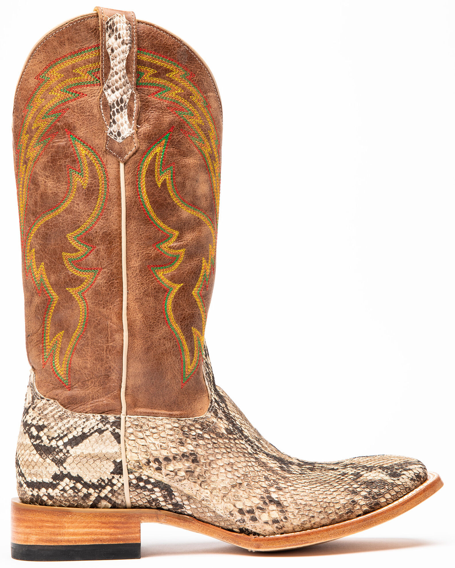 Cody James Mens Exotic Python Western Boots Broad Square Toe Brown