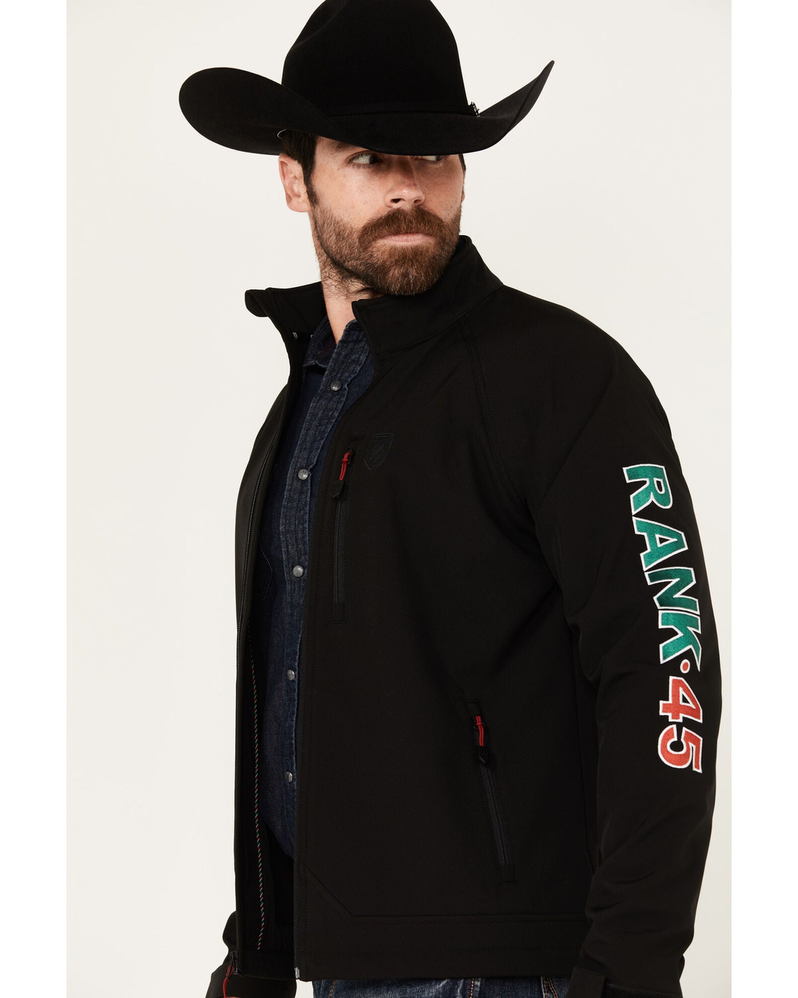 Product Name: RANK 45® Men's Mexico Melange Embroidered Softshell Jacket