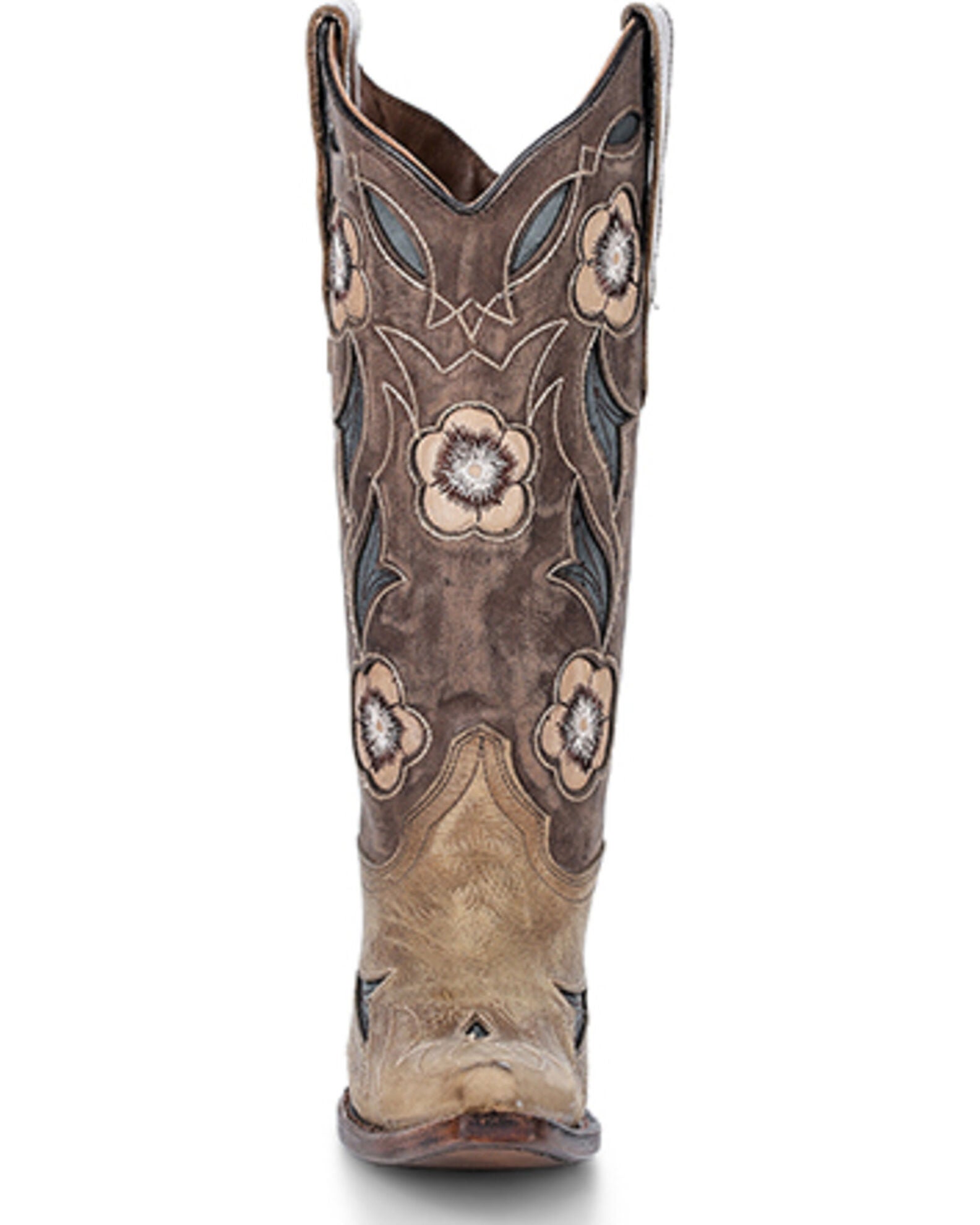 Circle G Women's Floral Inlay Western Boots - Snip Toe, Sand