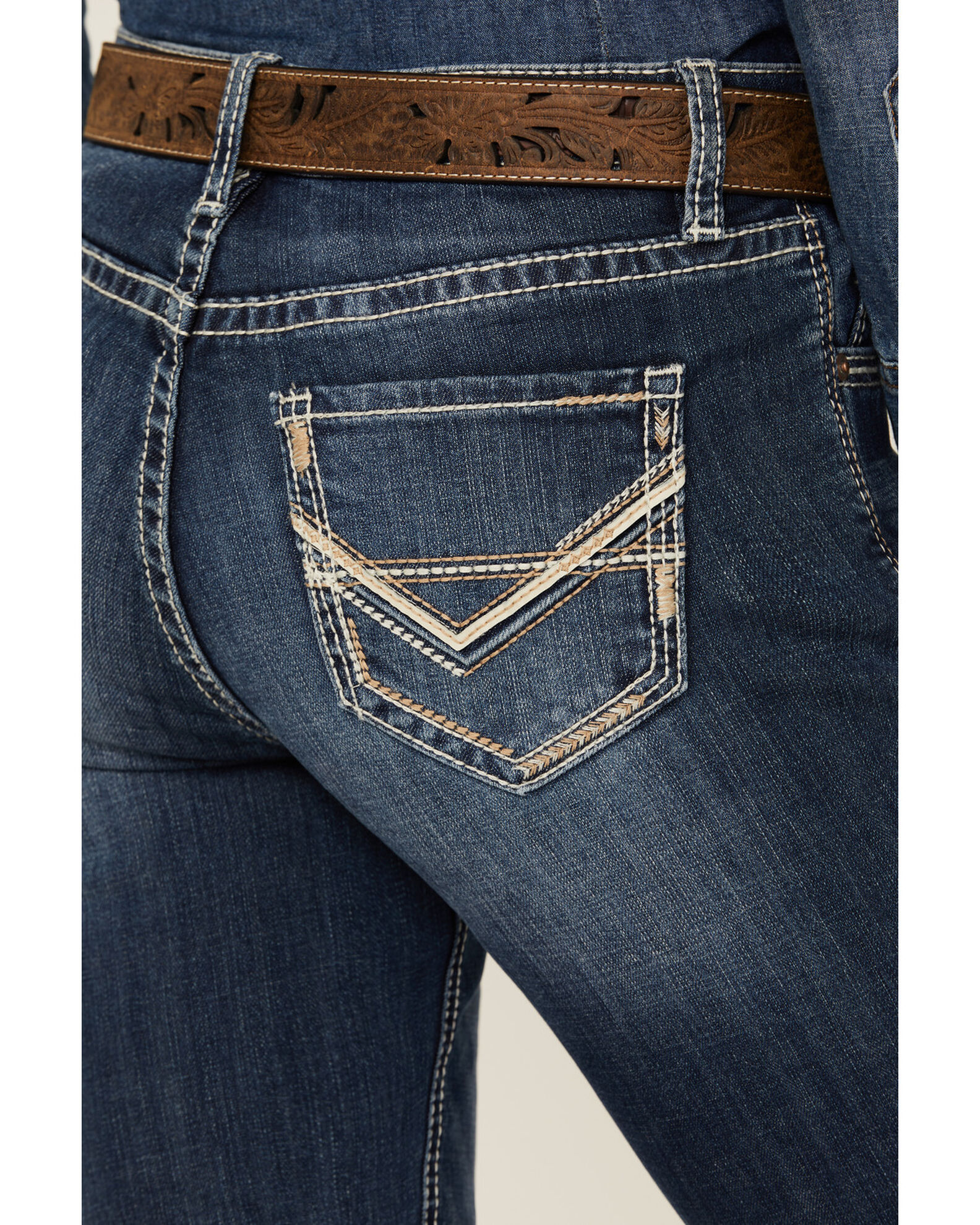 Product Name Rock And Roll Denim Womens Medium Wash Mid Rise Pleather