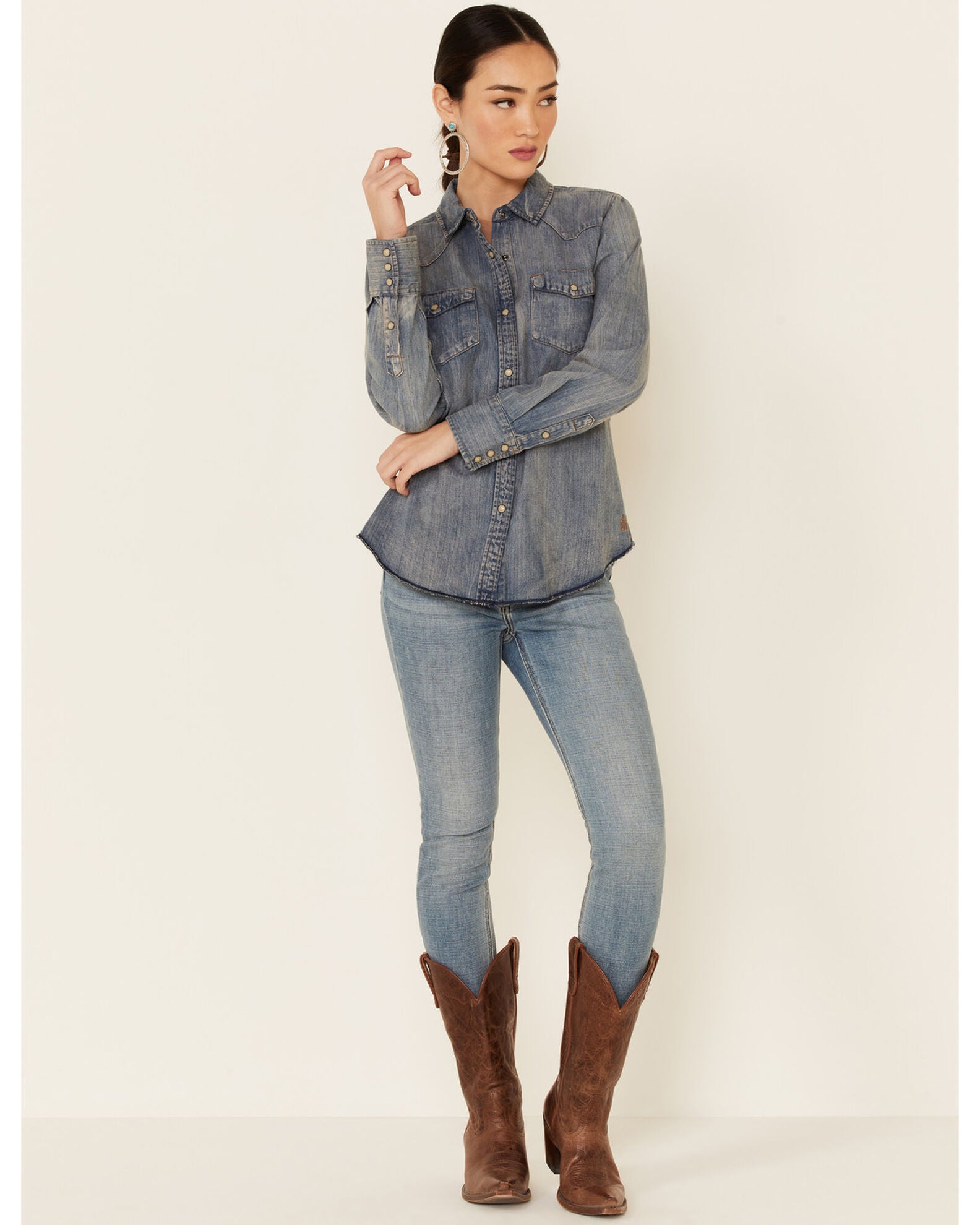 Product Name: STS Ranchwear Women's Claira Denim Long Sleeve Pearl Snap ...